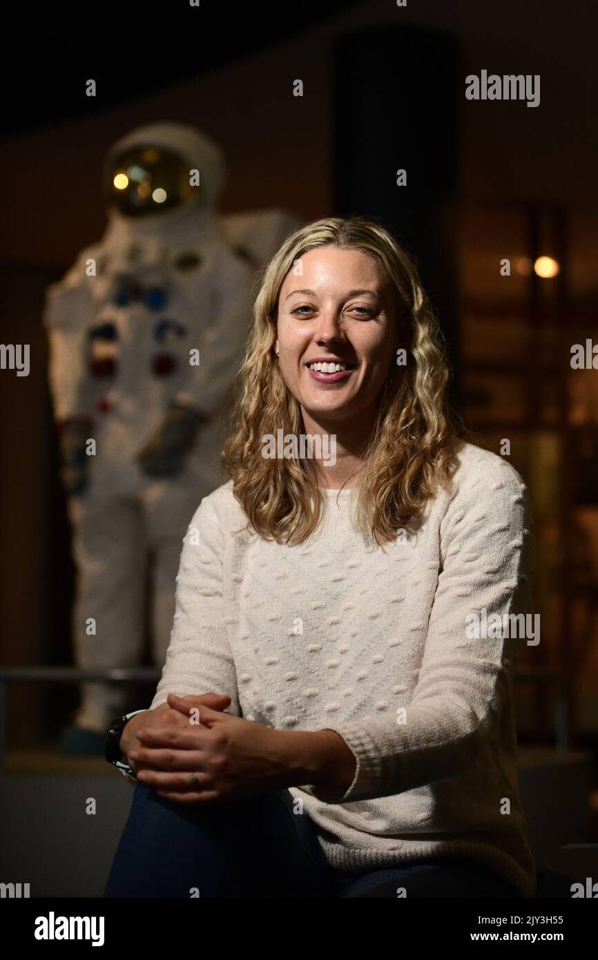 Curator Dr Sarah Reeves poses for a photograph at the Apollo 11 ...