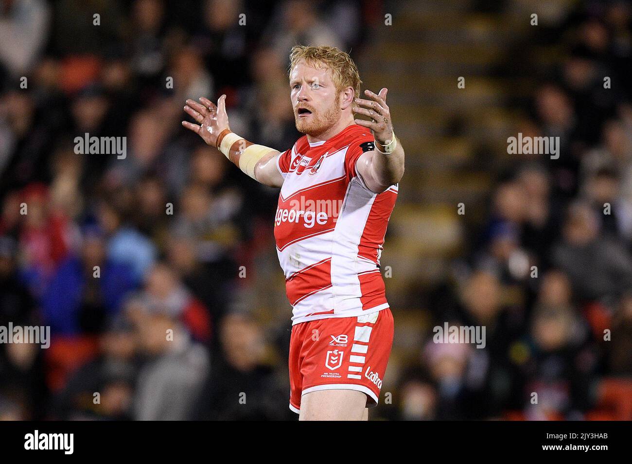 James Graham of the Dragons gestures during the Round 18 NRL match ...
