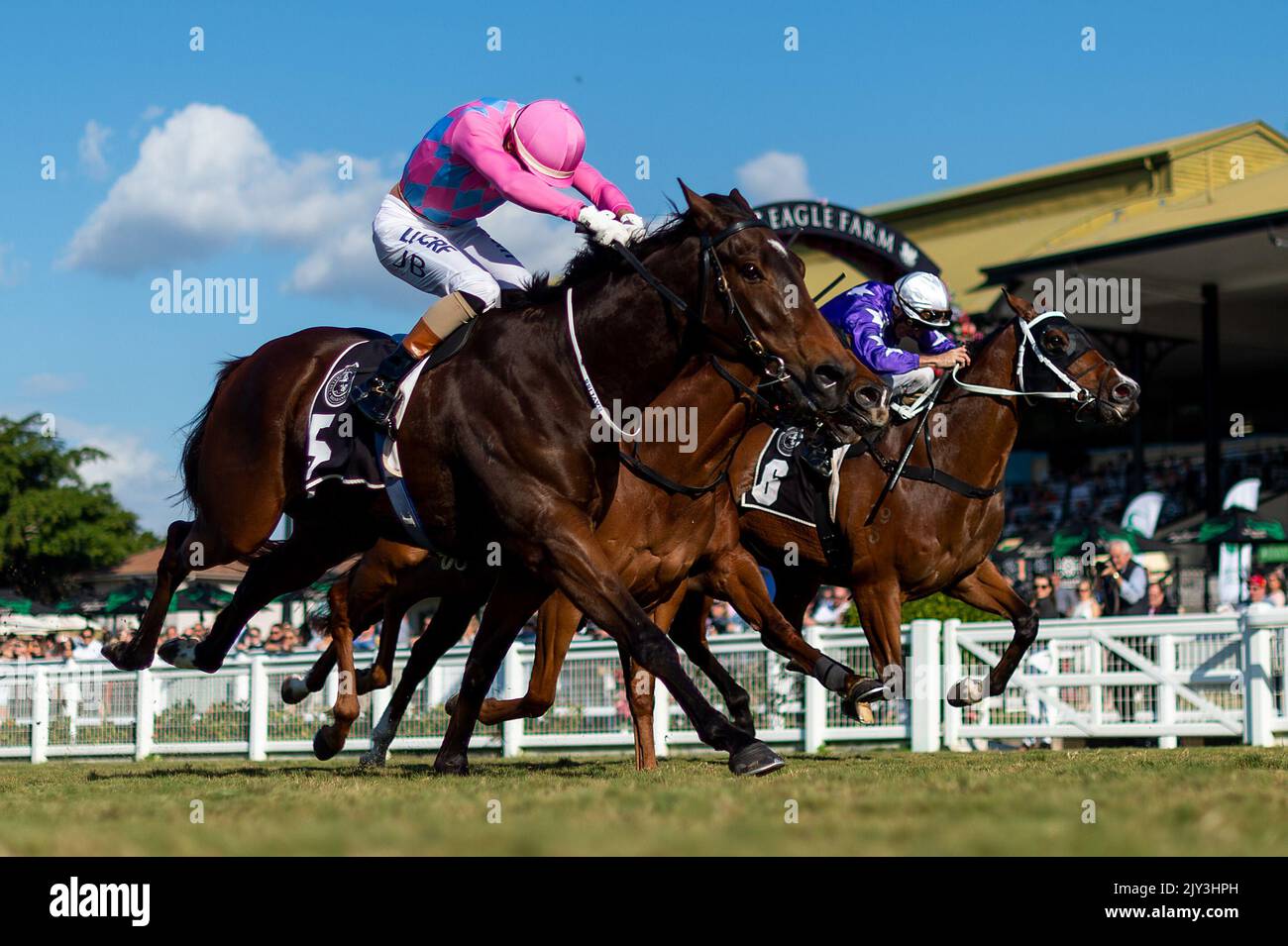 Jockey Jake Bayliss rides Looks Like Elvis (left) to victory in race 6 ...