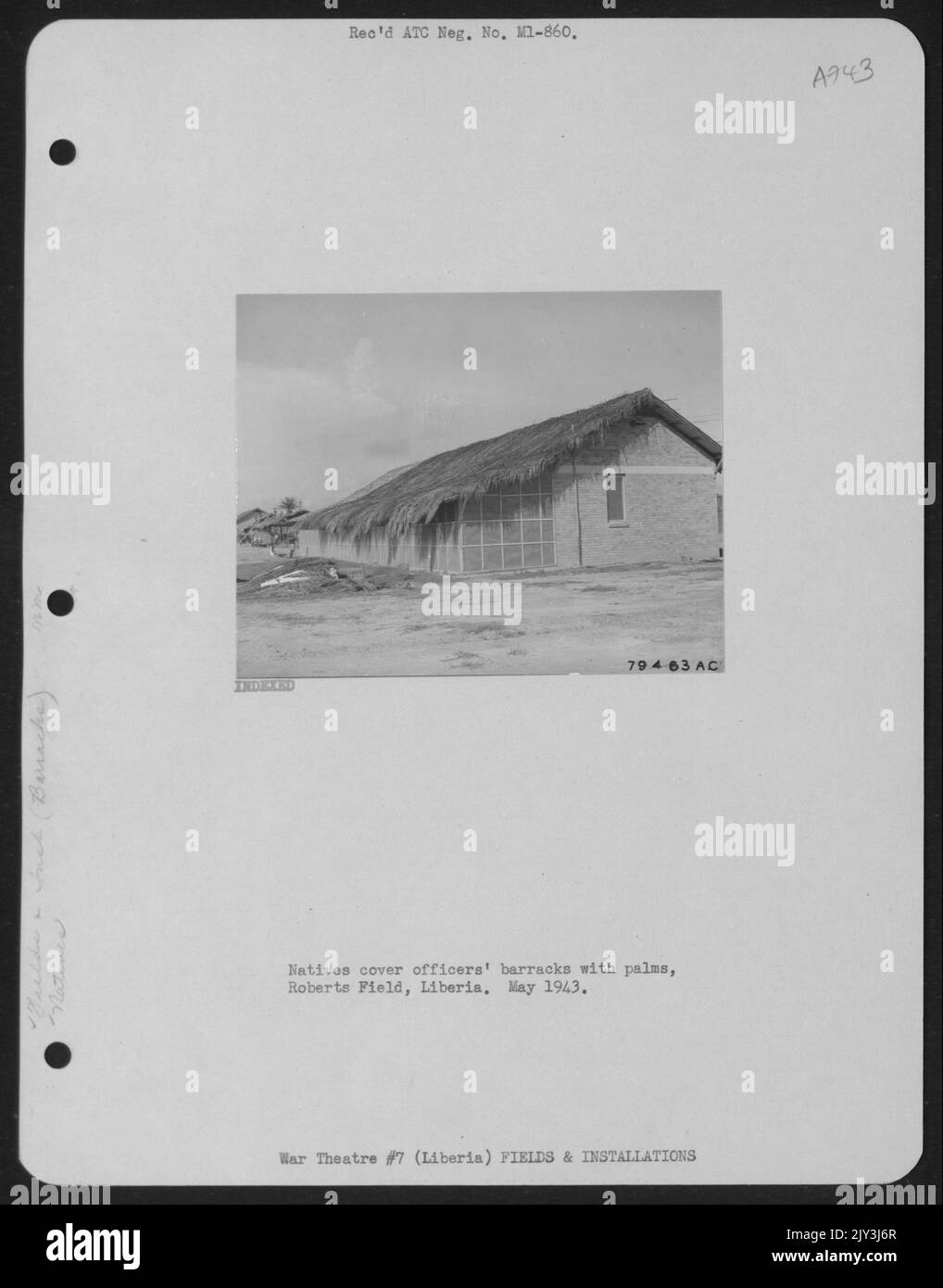 Natives Cover Officers' Barracks With Palms, Roberts Field, Liberia ...