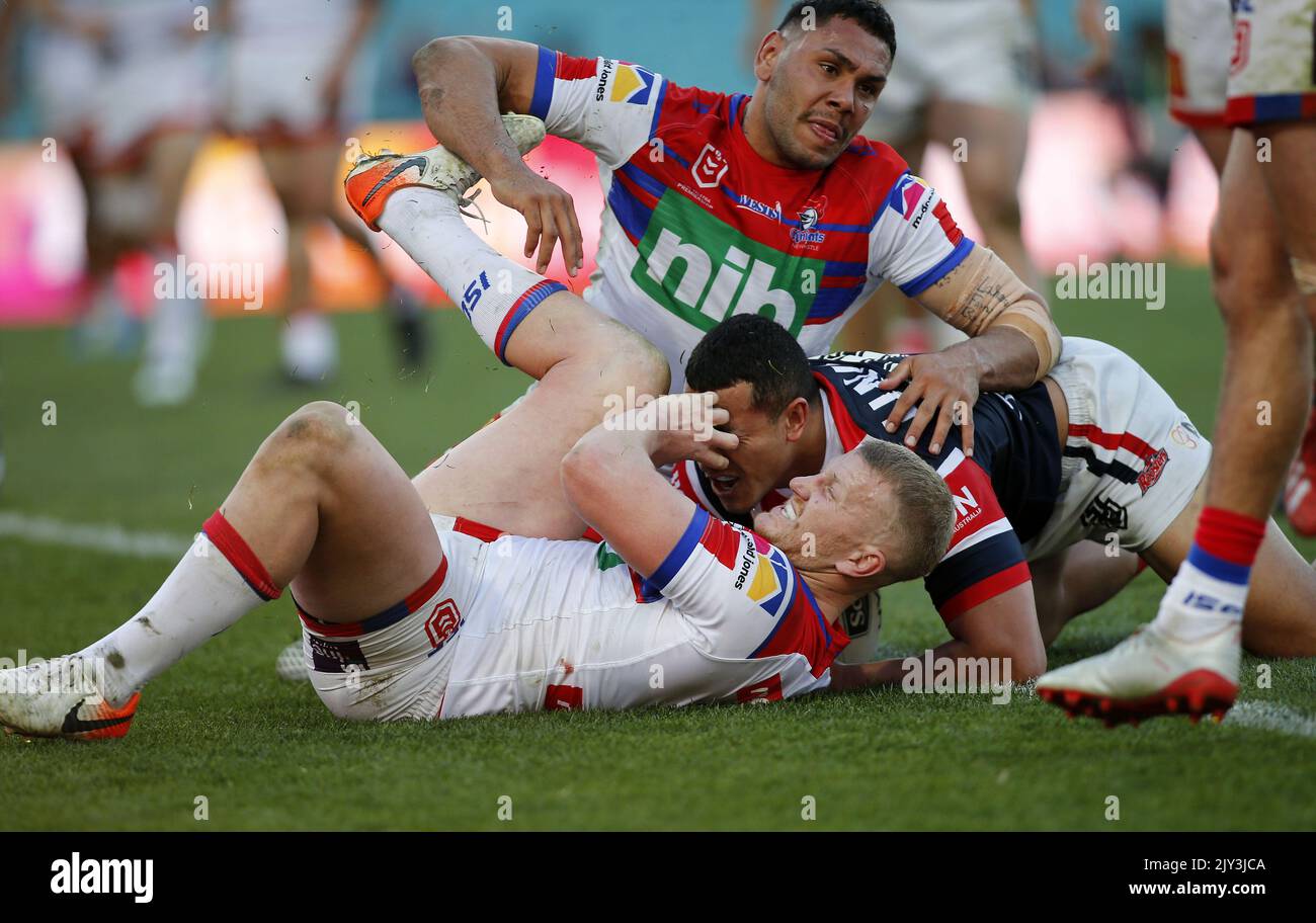 Sio Siua Taukeiaho of the Roosters scores a second half try during the ...