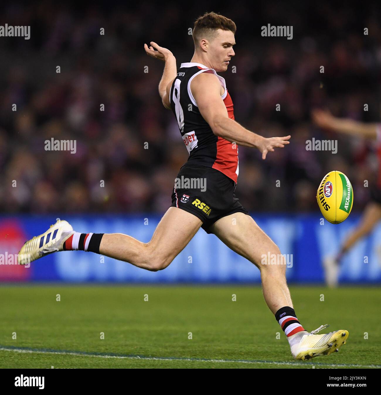Blake Acres of the Saints is seen in action during the Round 18 AFL ...