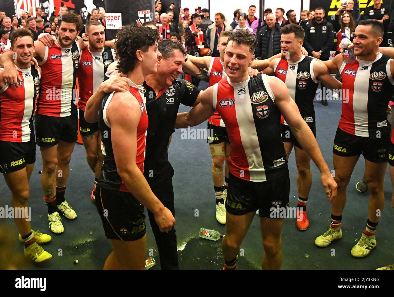 (L-R) Nick Coffield, Brett Ratten and Doulton Langlands of the Saints ...