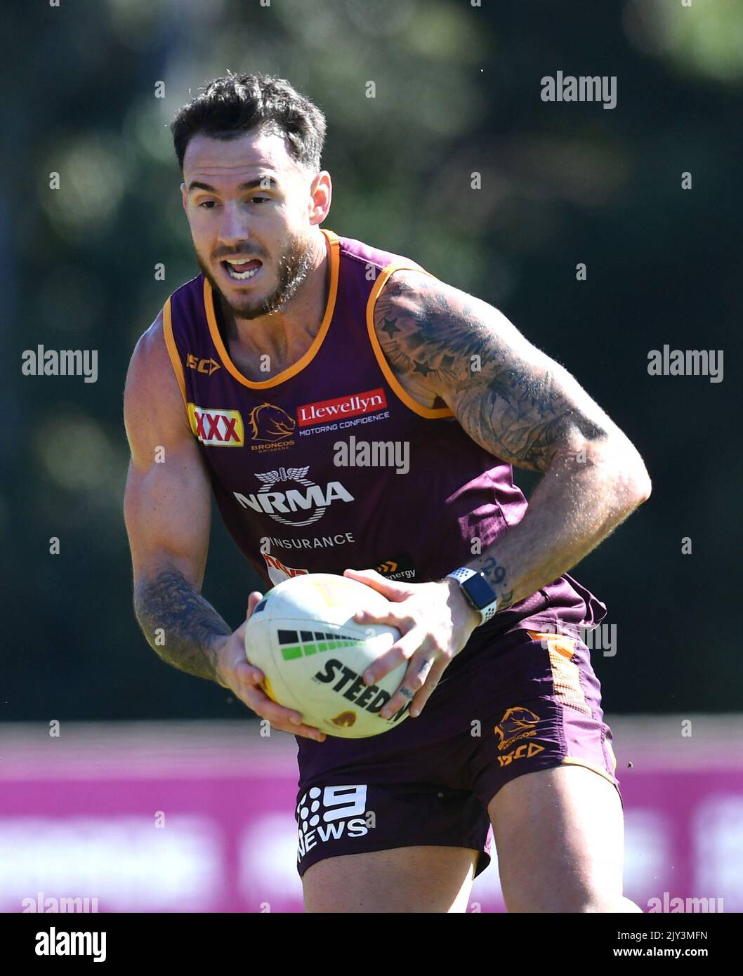 Darius Boyd in action during Brisbane Broncos training at Clive ...