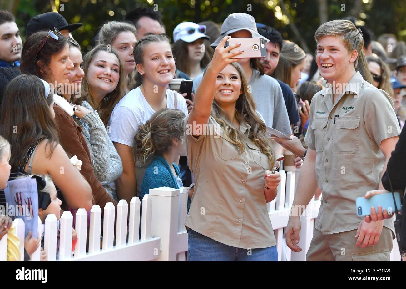 Bindi Irwin (left) and her brother Robert Irwin (right) are seen taking ...