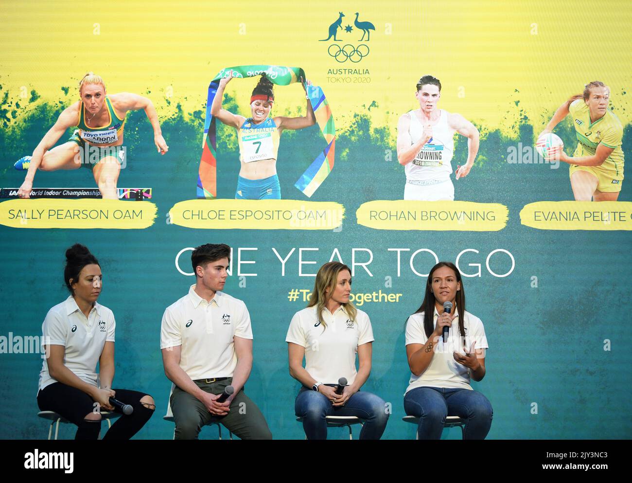 Australian athletes (L-R) Chloe Esposito, Rohan Browning, Sally Pearson ...