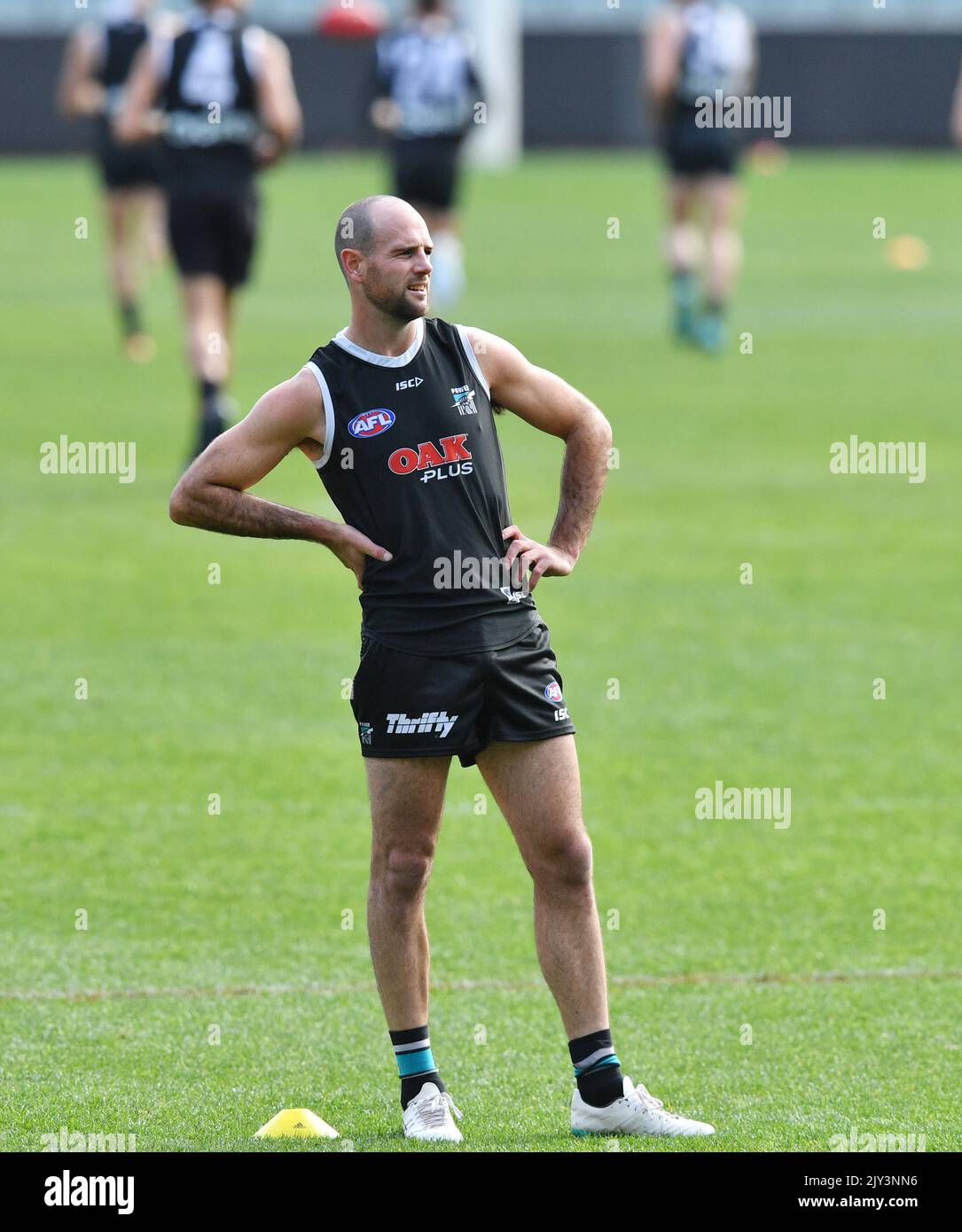 Matthew Broadbent of the Power is seen during a training session at ...