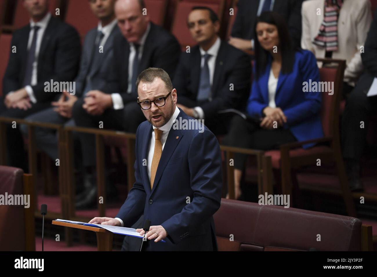 Liberal Senator for NSW Andrew Bragg delivers his first speech in the ...