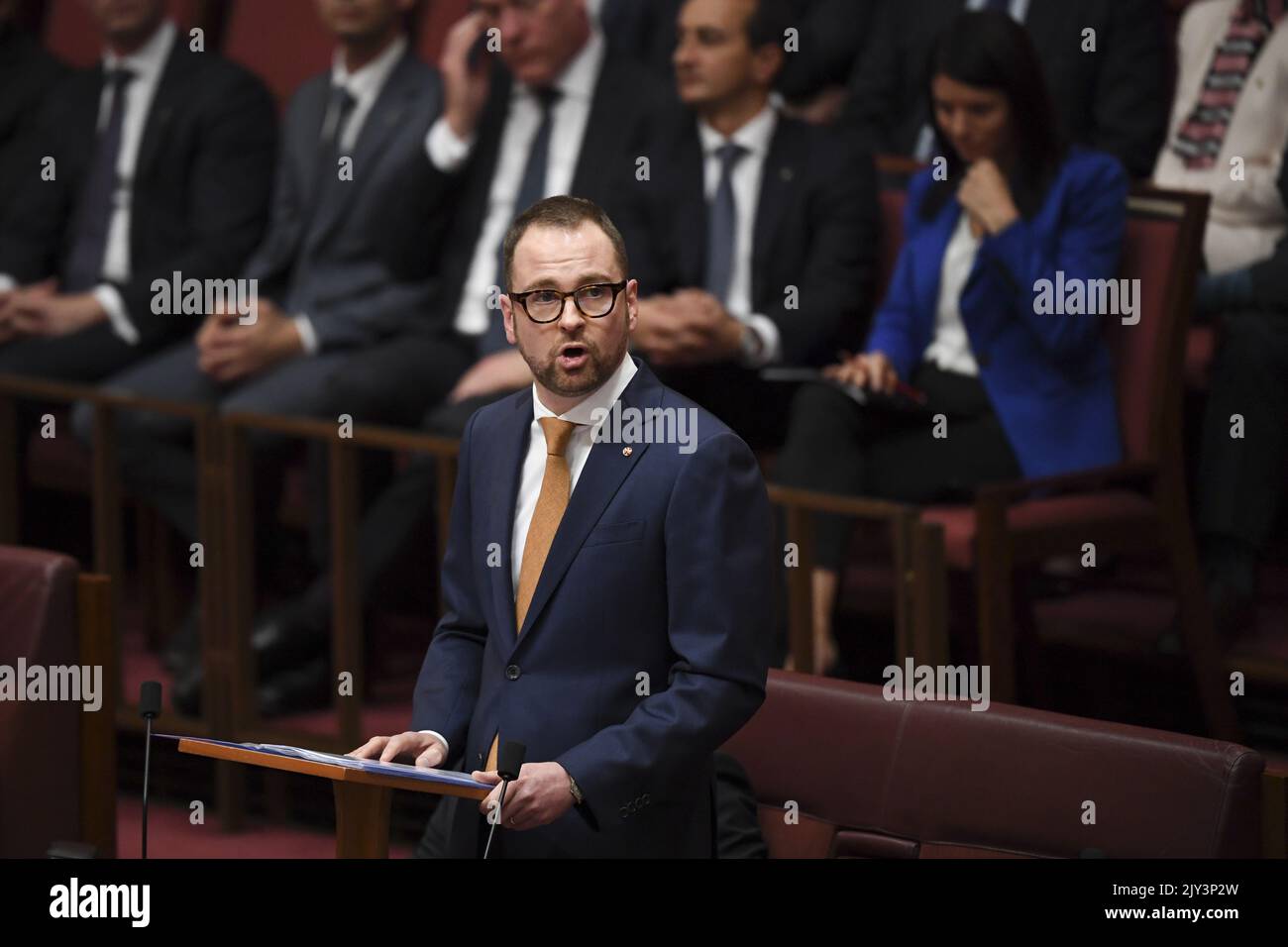 Liberal Senator for NSW Andrew Bragg delivers his first speech in the ...