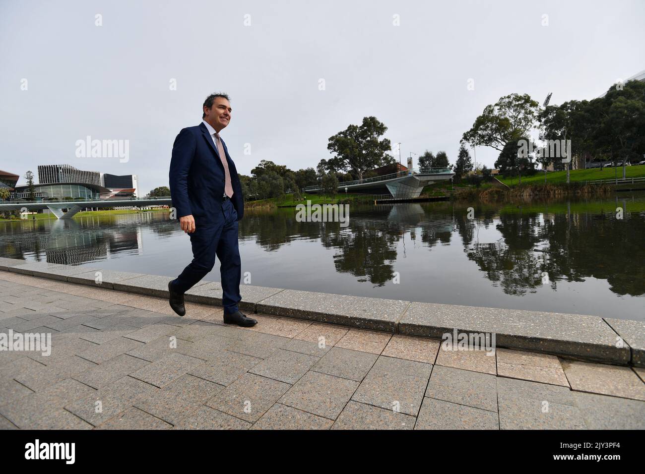 South Australian Premier Steven Marshall is seen at Elder Park in ...
