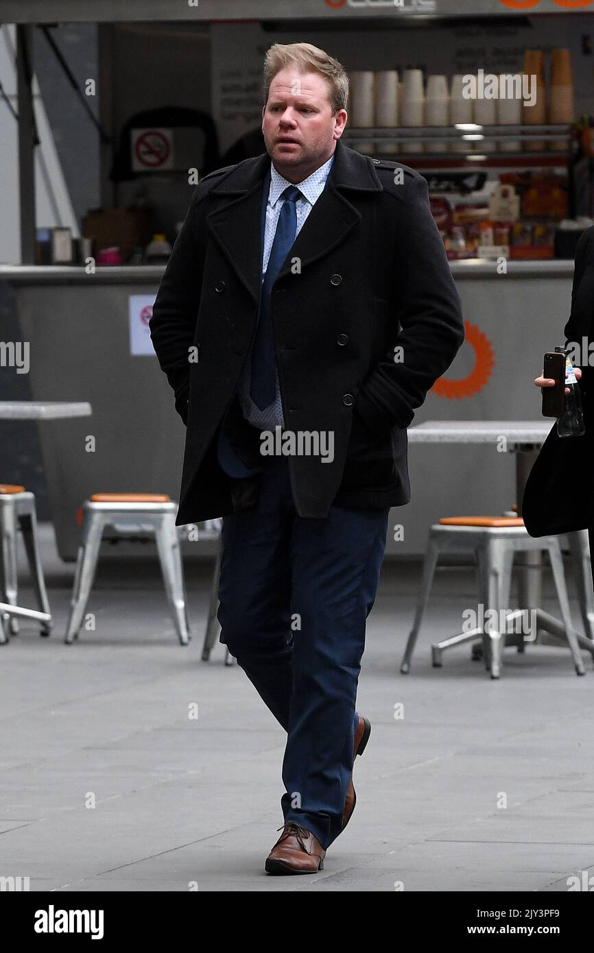 Nick Stevens arrives the County Court of Victoria in Melbourne, Monday ...