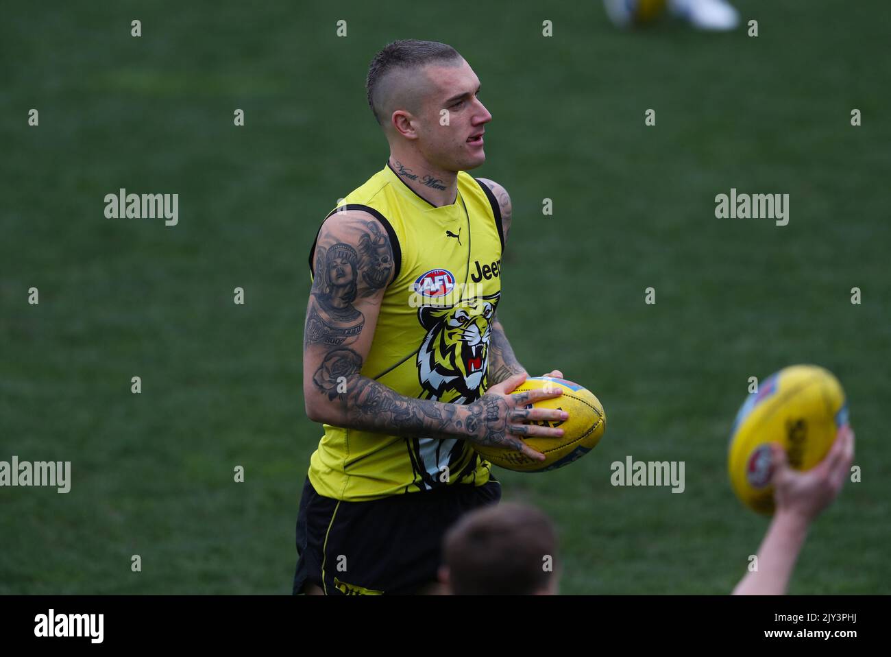 Dustin Martin during a Richmond Tigers training session at Punt Road ...