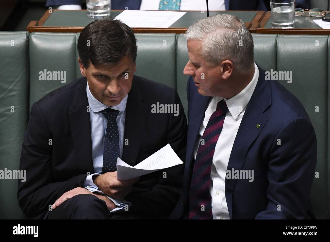 Australian Deputy Prime Minister Michael McCormack (right) speaks to ...