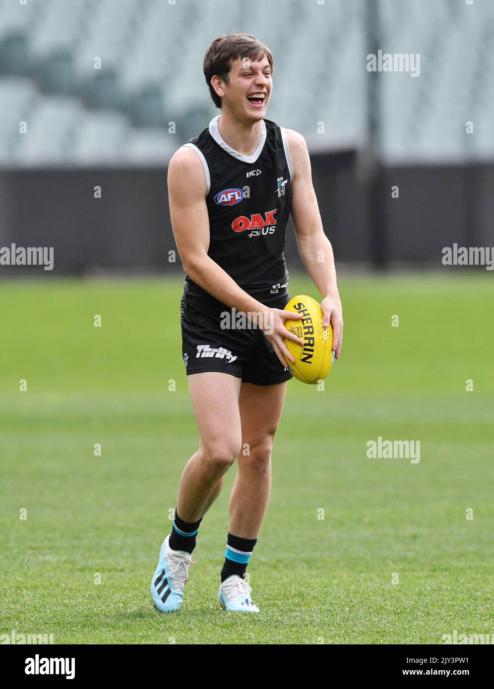 Zak Butters of the Power is seen during a training session at Adelaide ...