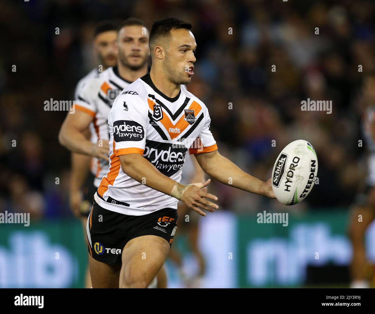 Luke Brooks of the Tigers during the Round 19 NRL match between the ...