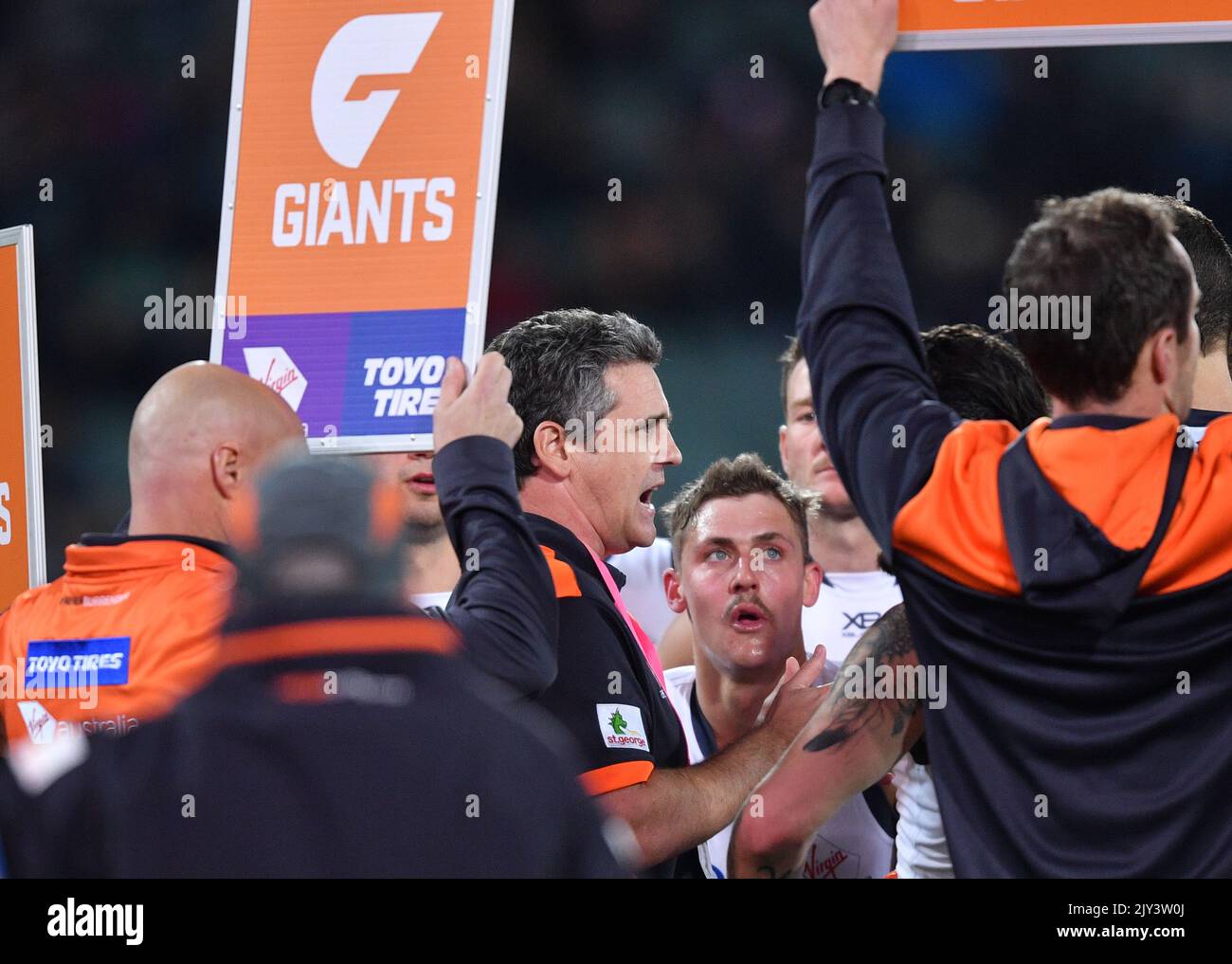 Giants head coach Leon Cameron during the Round 19 AFL match between ...