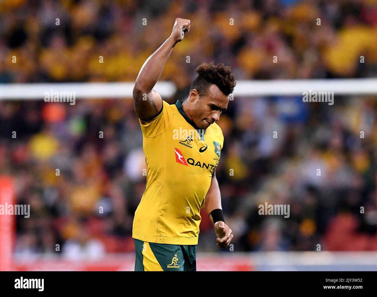 Will Genia of the Wallabies gestures to the cheering crowd after ...