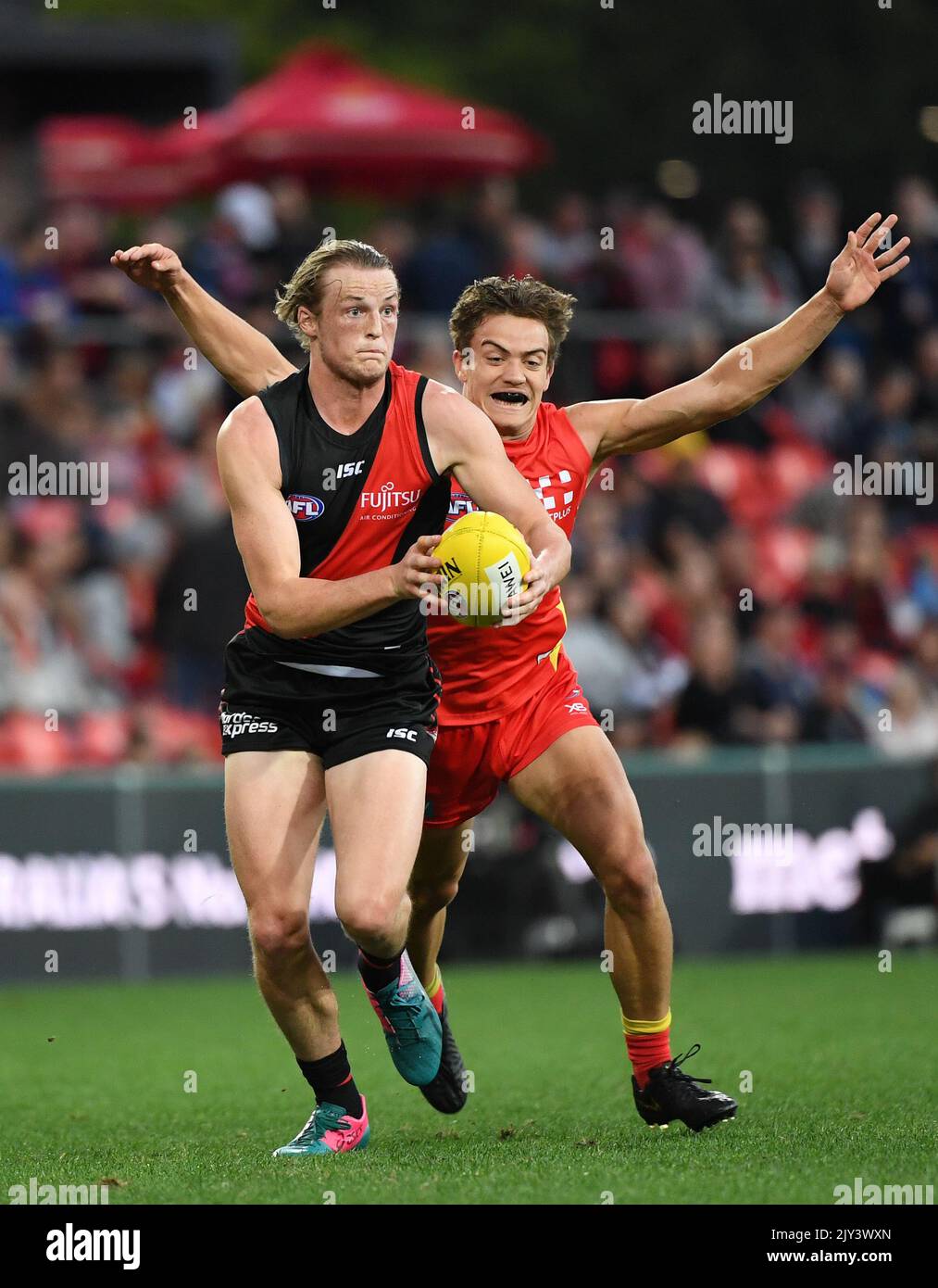 Mason Redman of the Bombers during the Round 19 AFL match between the ...