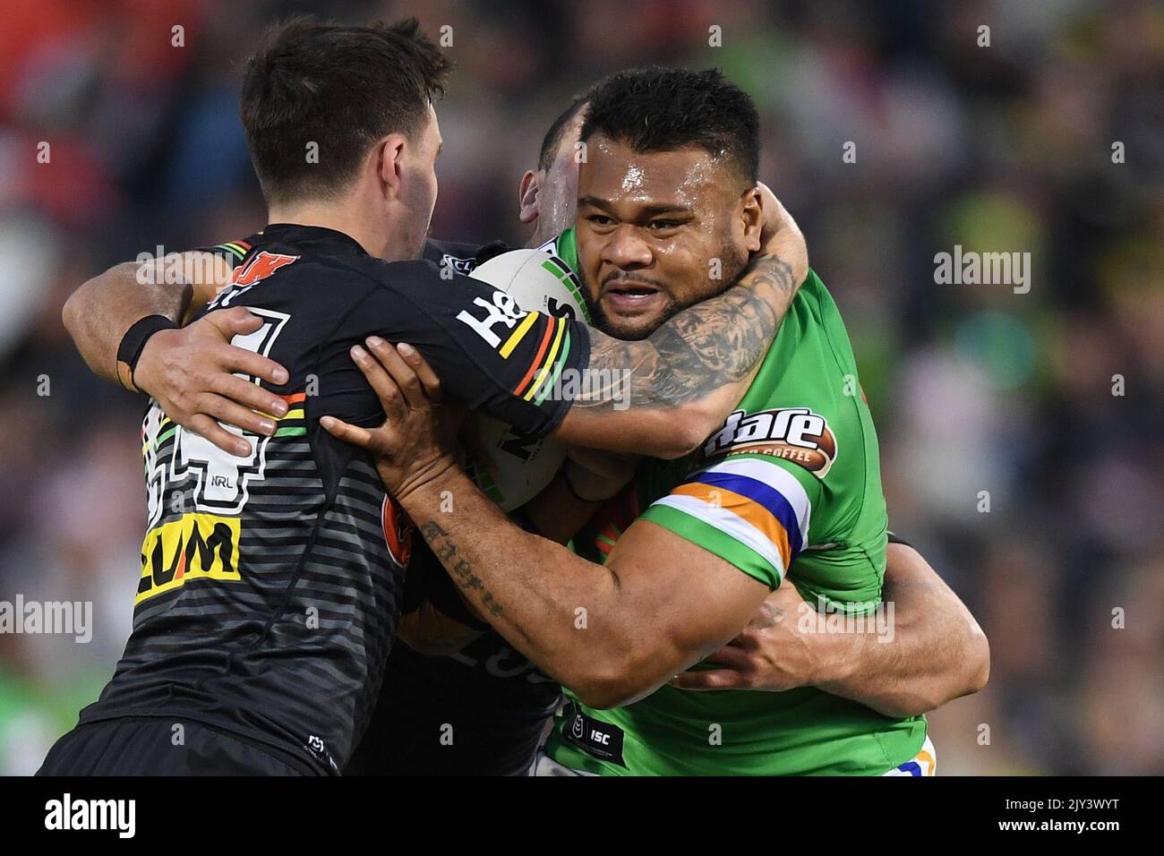 Dunamis Lui of the Raiders during the Round 19 NRL match between the ...