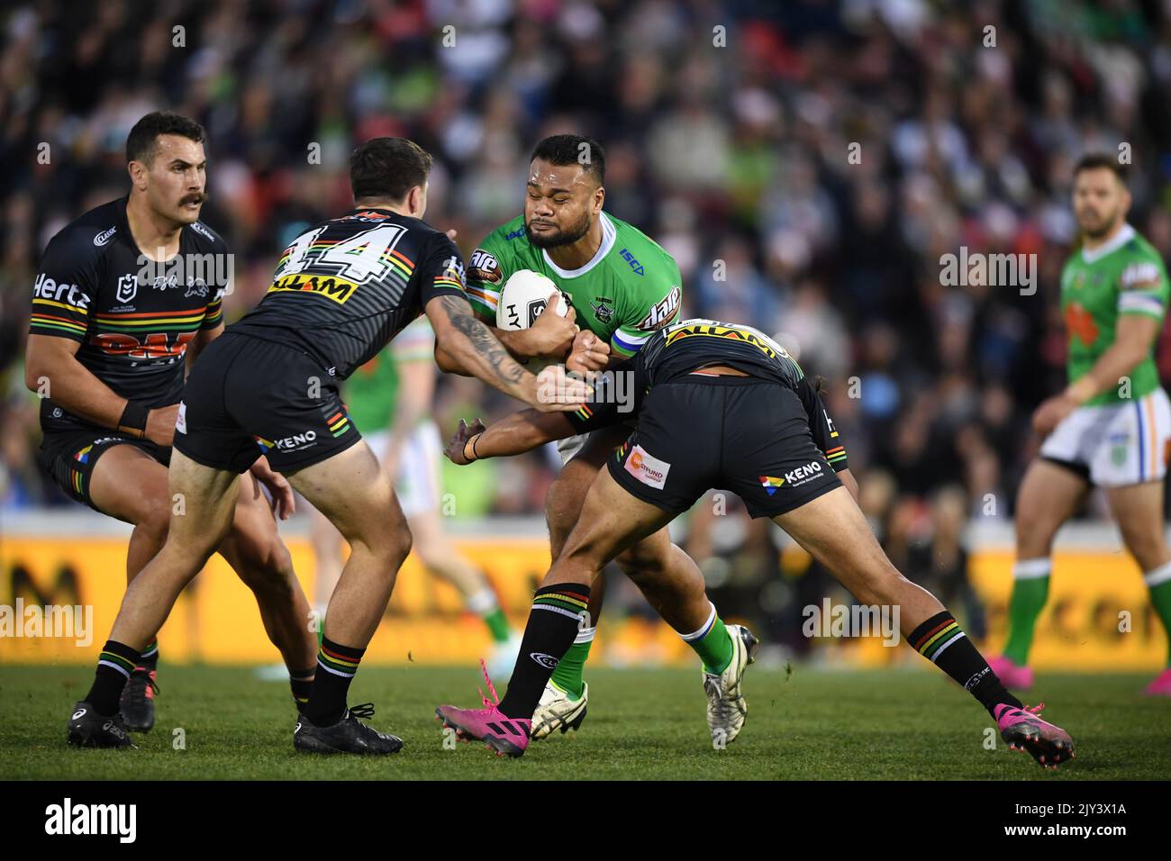 Dunamis Lui of the Raiders during the Round 19 NRL match between the ...