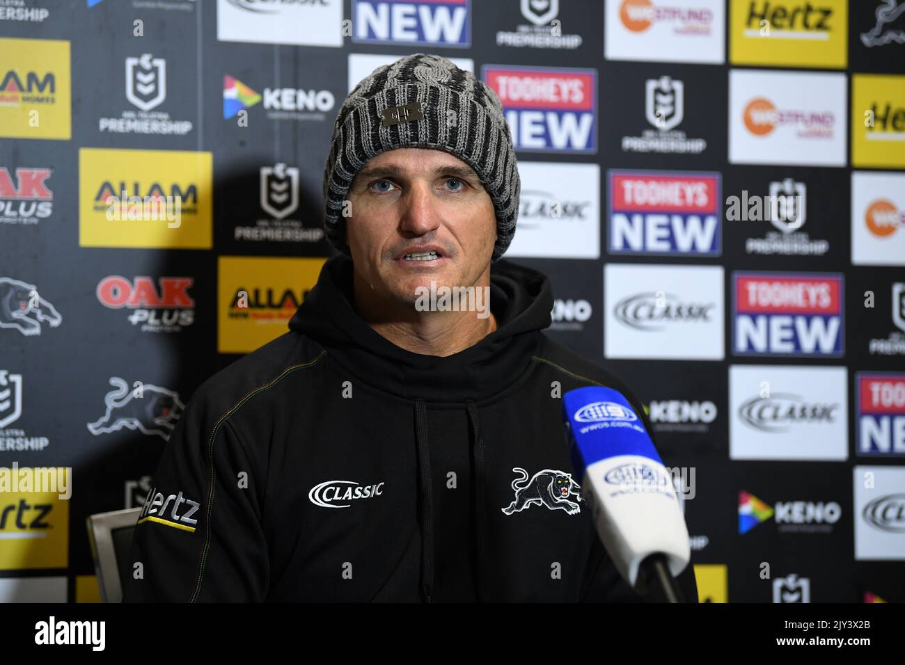 Panthers coach Ivan Cleary speaks to the media following the Round 19 ...