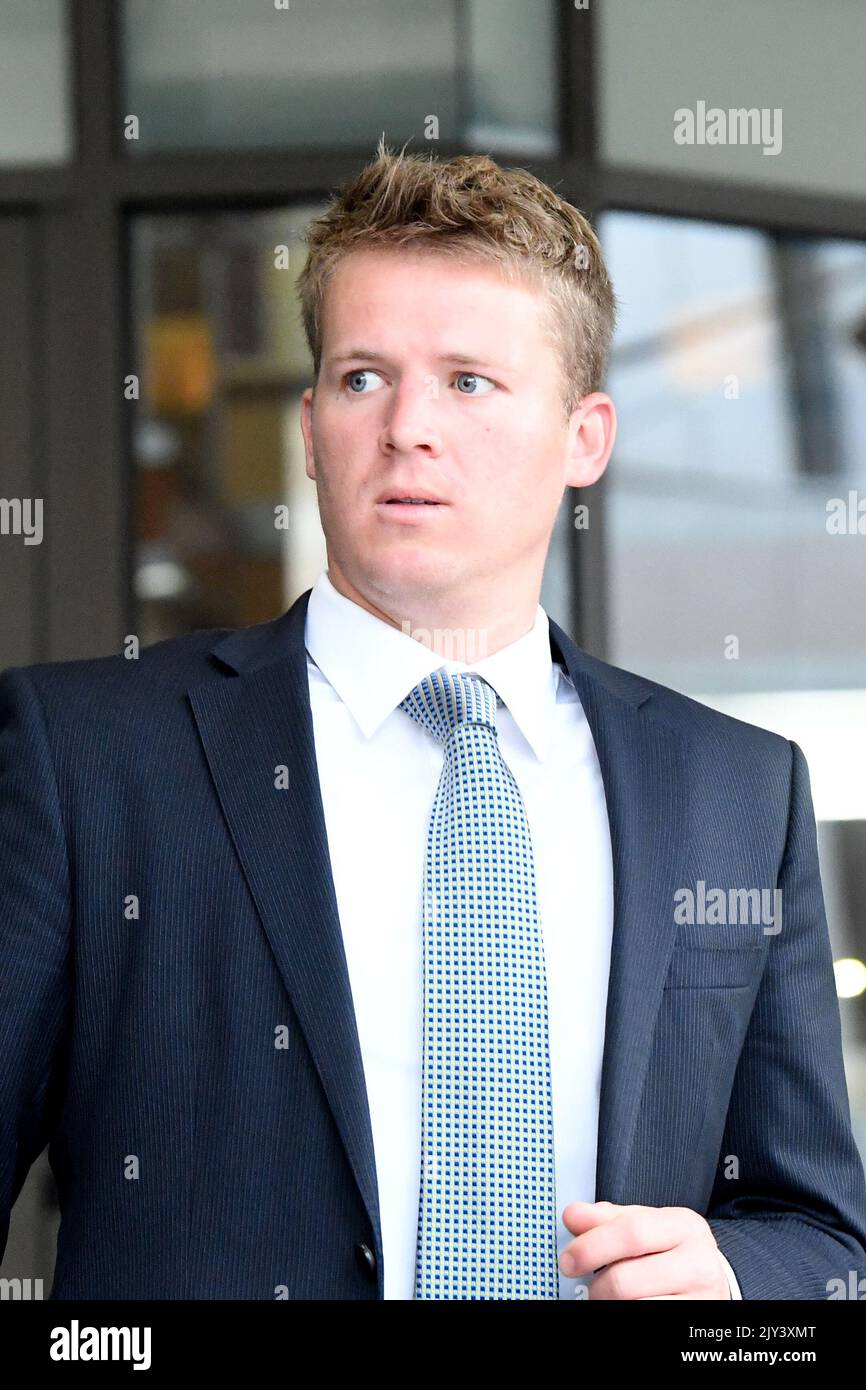 Sam Walker departs the Melbourne Magistrates Court in Melbourne, Monday ...