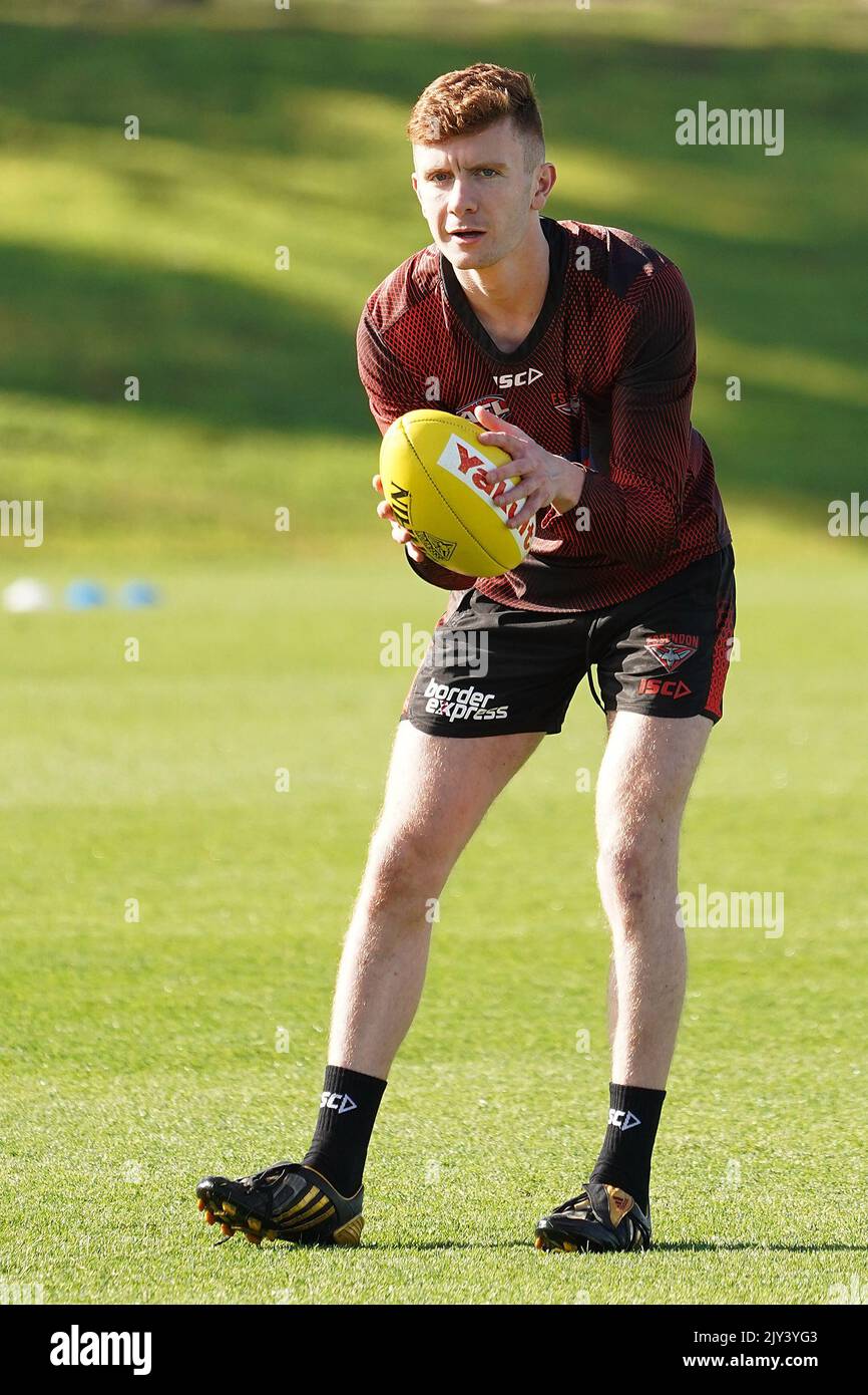 Ross McQuillan is seen during an Essendon Bombers training session at ...