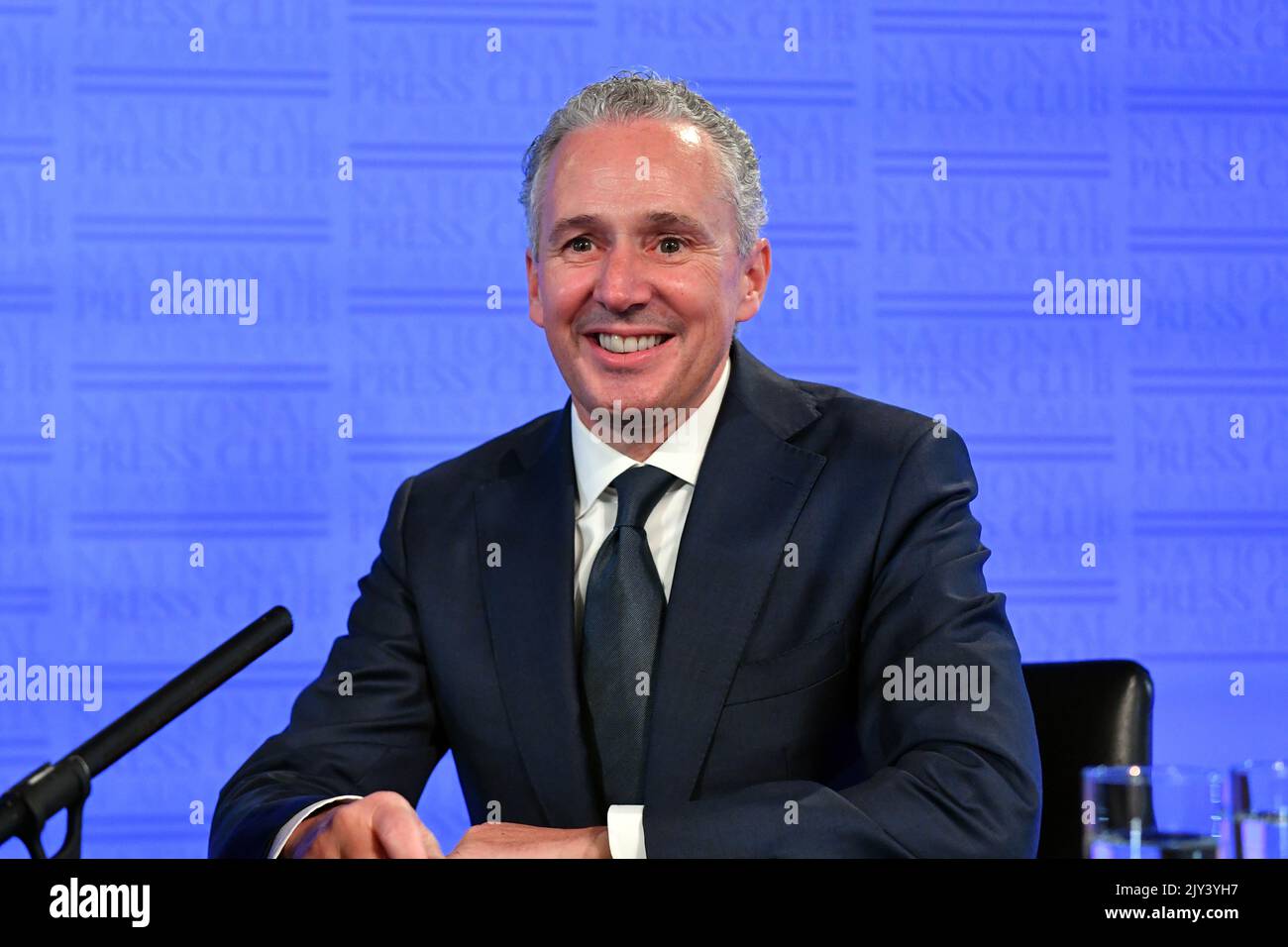 Telstra CEO Andy Penn at the National Press Club in Canberra, Wednesday ...