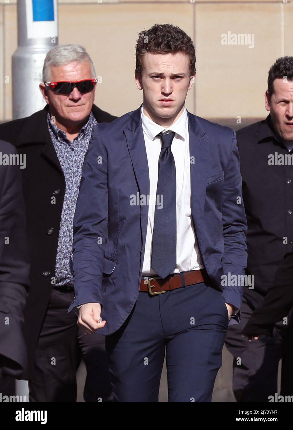 Joshua Lewis arrives for sentencing at the County Court of Victoria in ...