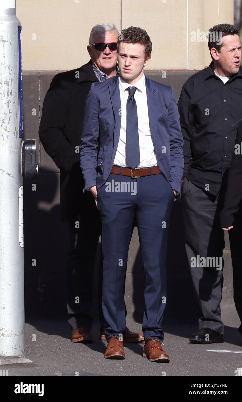 Joshua Lewis arrives for sentencing at the County Court of Victoria in ...