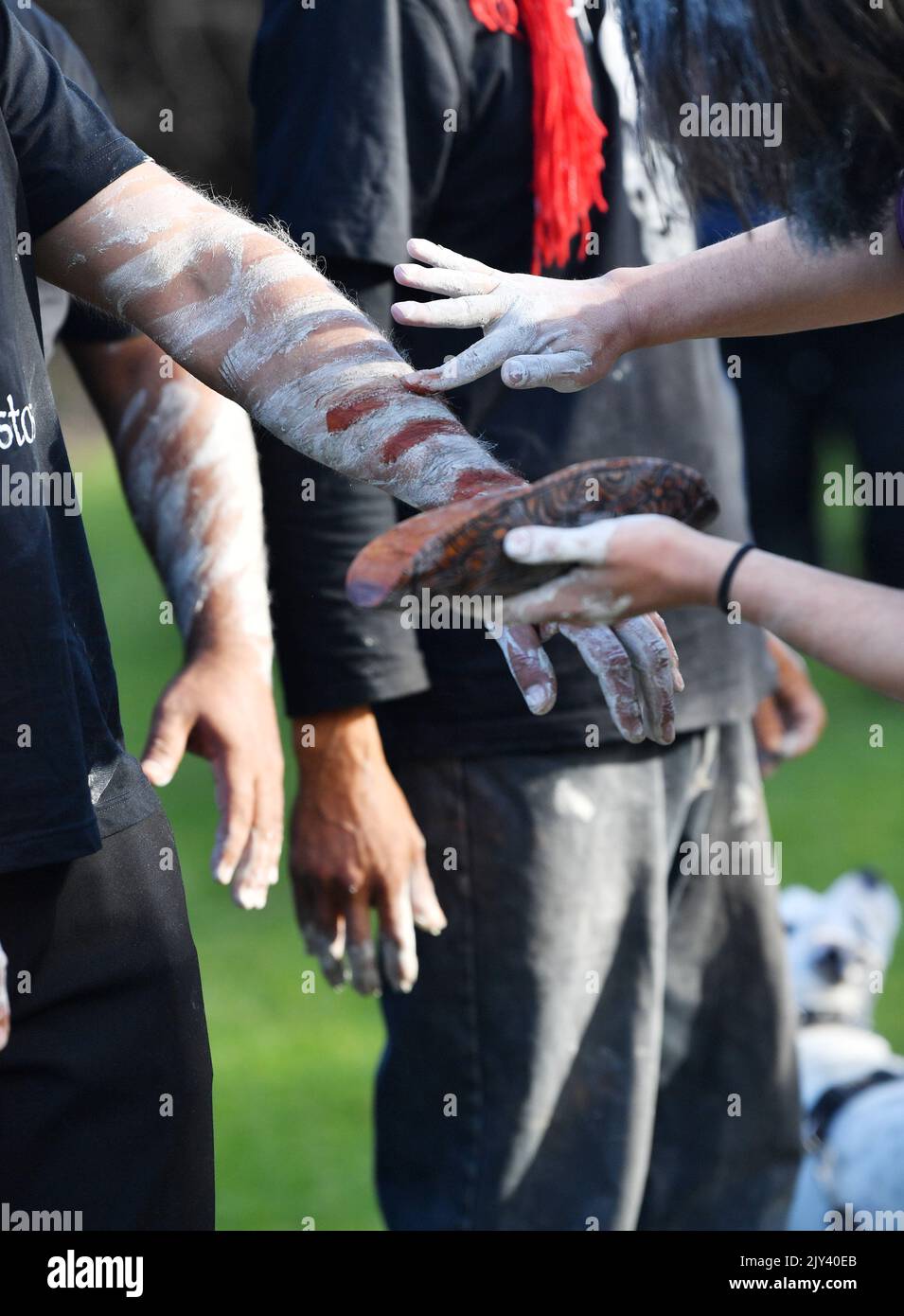 Local Indigenous members are seen during a burial ceremony at Kingston ...