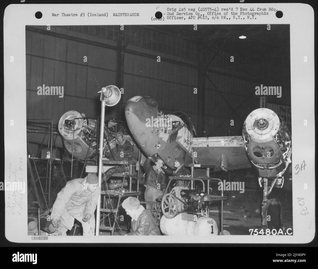 Maintenance Men Of The 2Nd Service Group Repair A Lockheed P-38 (Ac #42 ...