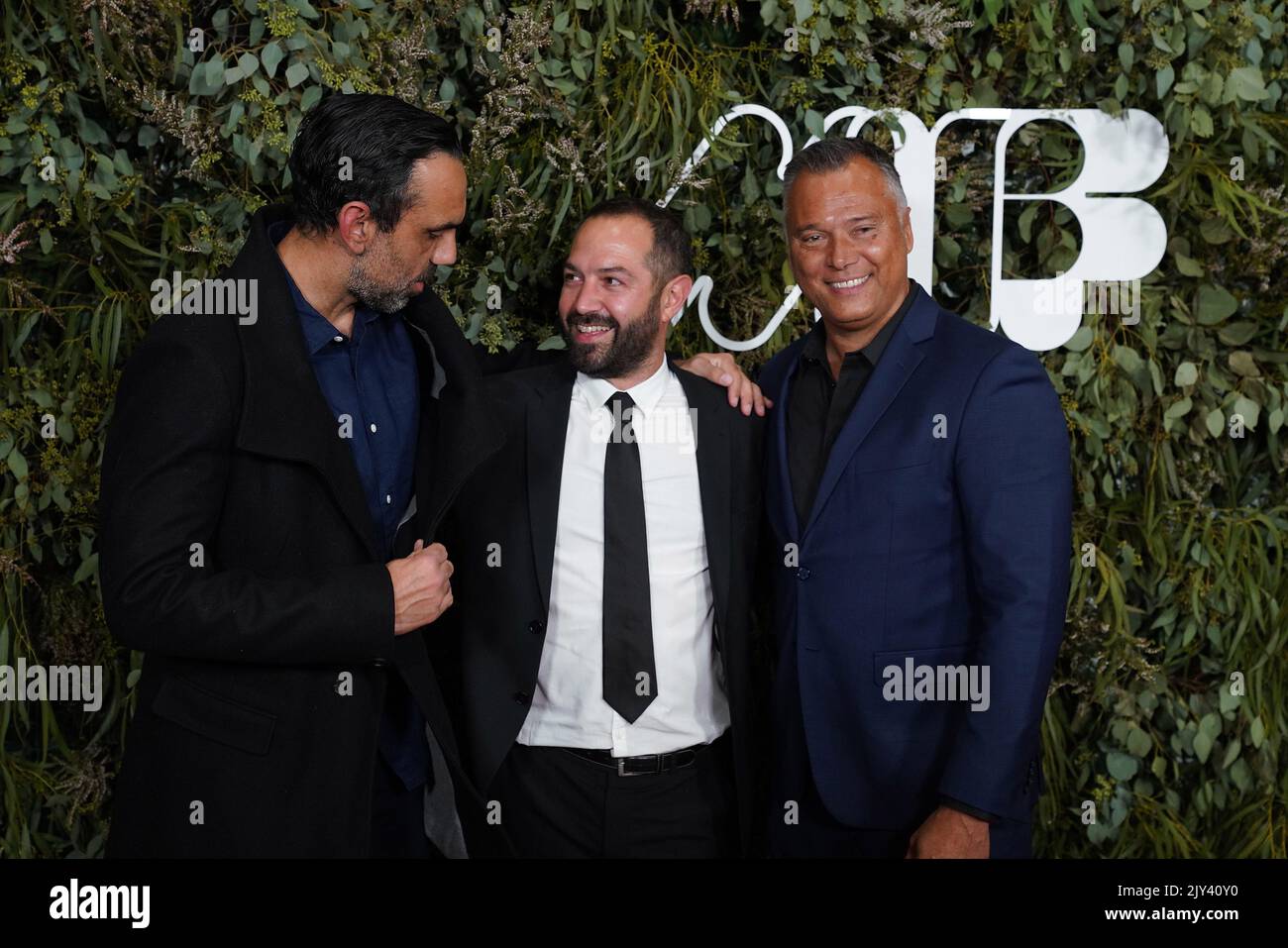 (L-R) Adam Goodes, Director Daniel Gordon and Stan Grant pose on the ...