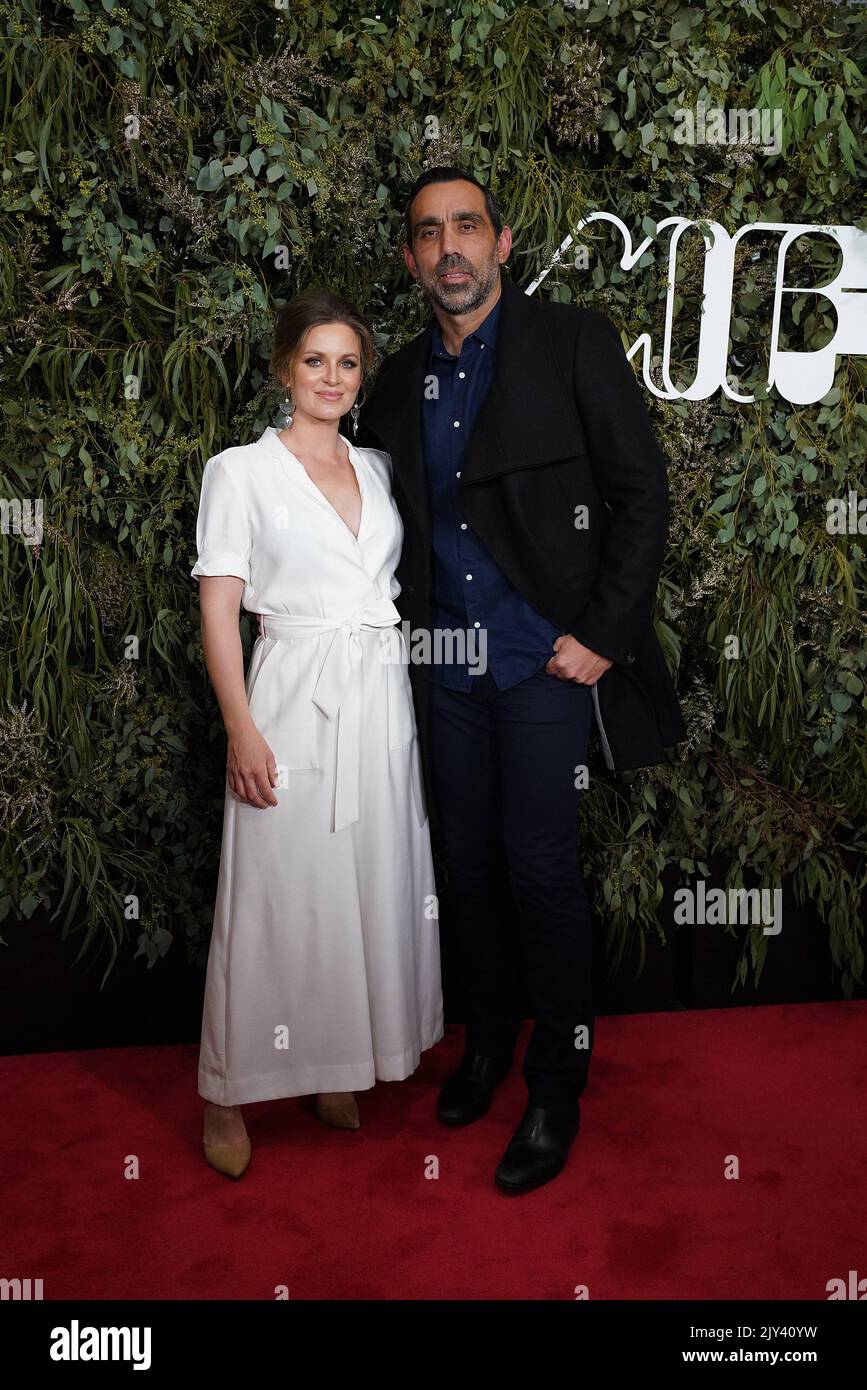 Adam Goodes and wife Natalie Goodes pose on the red carpet at the world ...