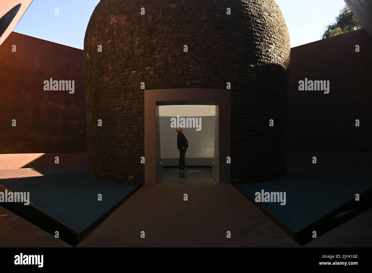 A tourist is seen visiting the 'Within Without' Skyspace by American ...