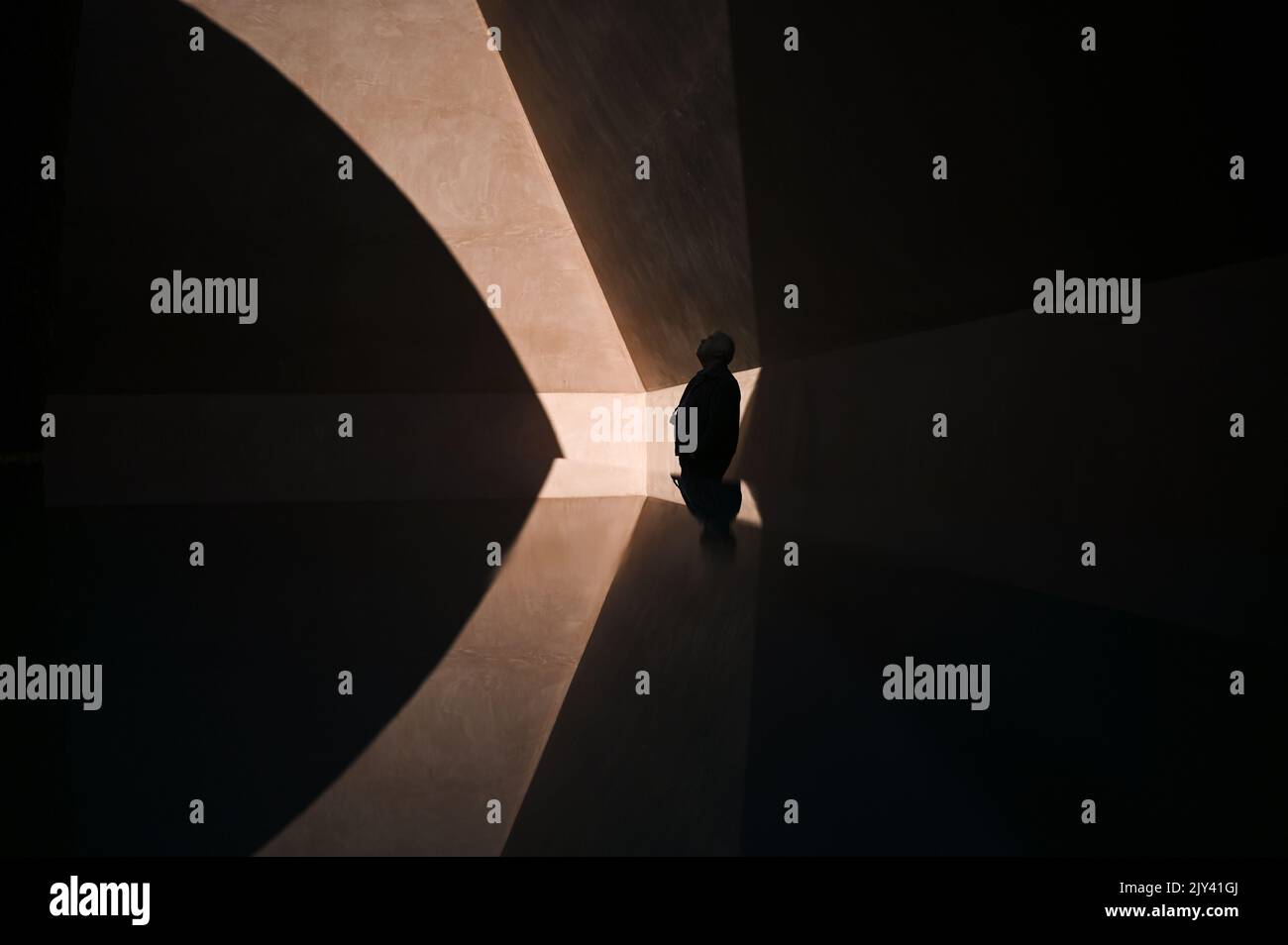 A tourist is seen visiting the 'Within Without' Skyspace by American ...