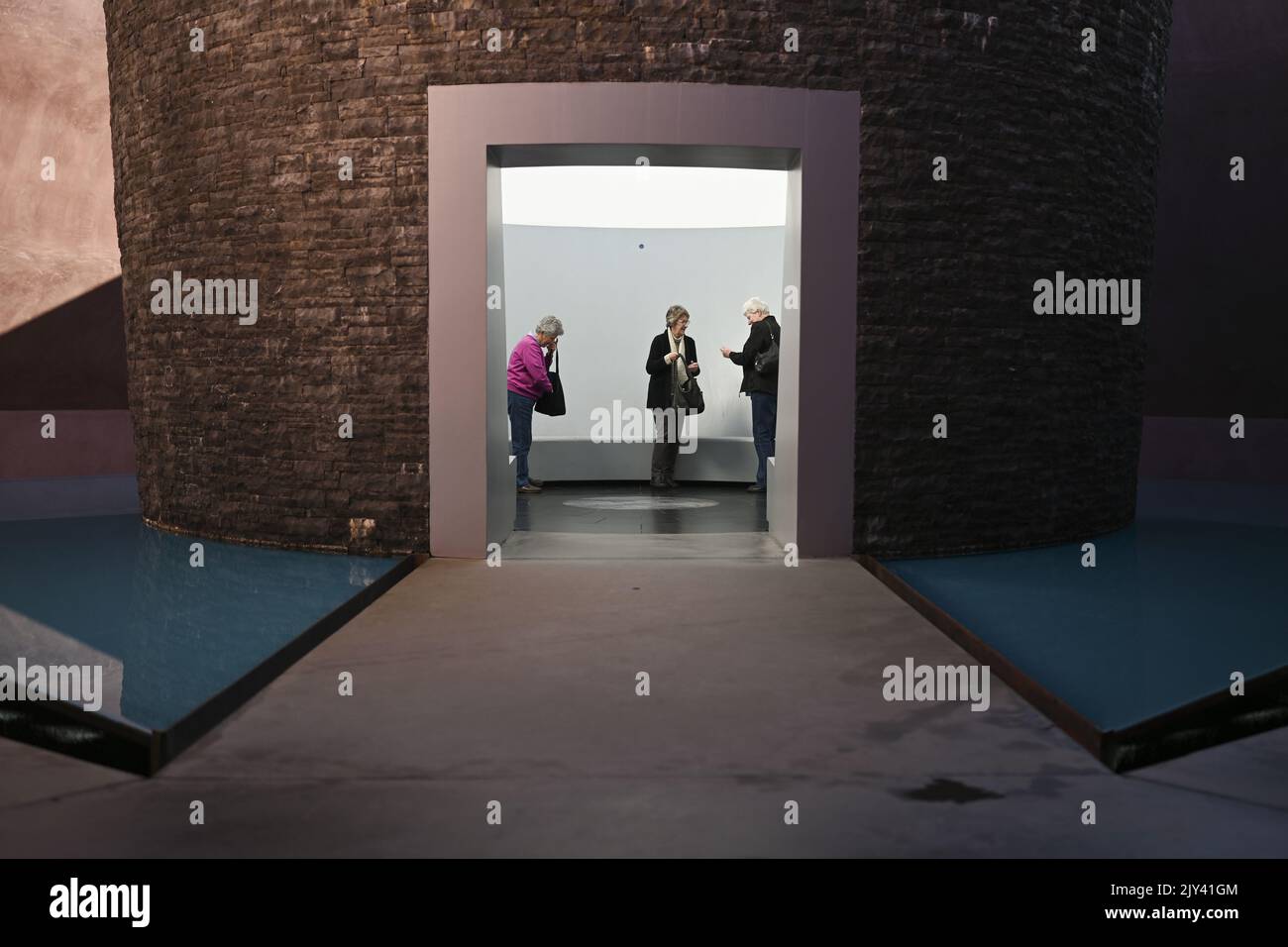 Tourists are seen visiting the 'Within Without' Skyspace by American ...