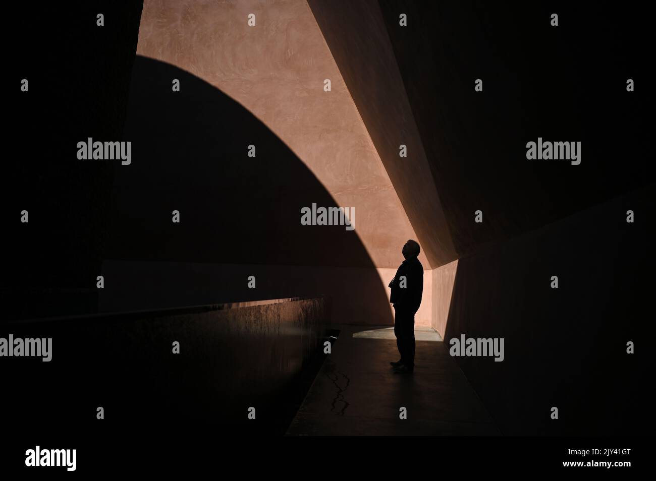 A tourist is seen visiting the 'Within Without' Skyspace by American ...