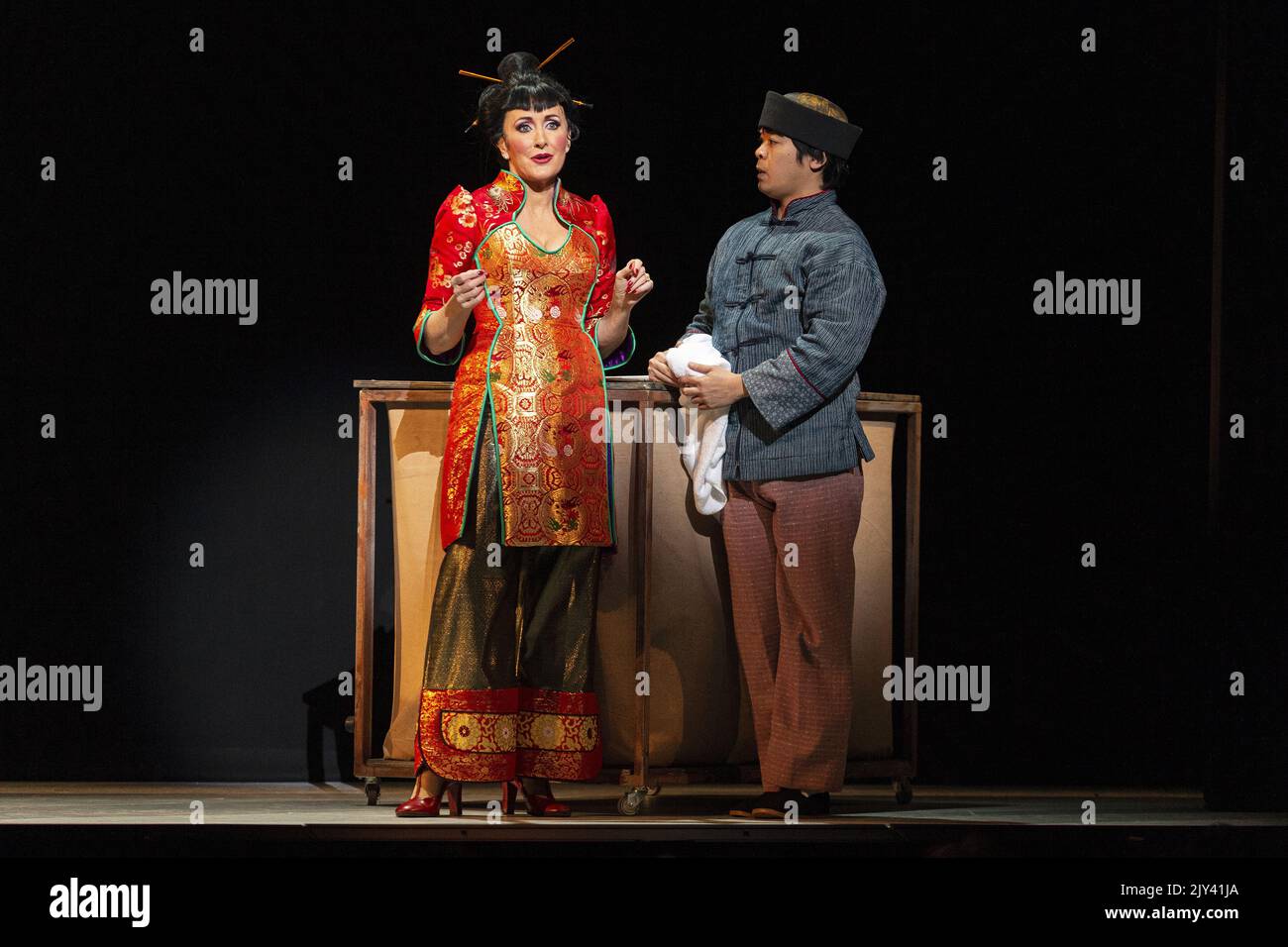 Marina Prior (left) performs as Mrs Meers along side Keith Brockett as ...