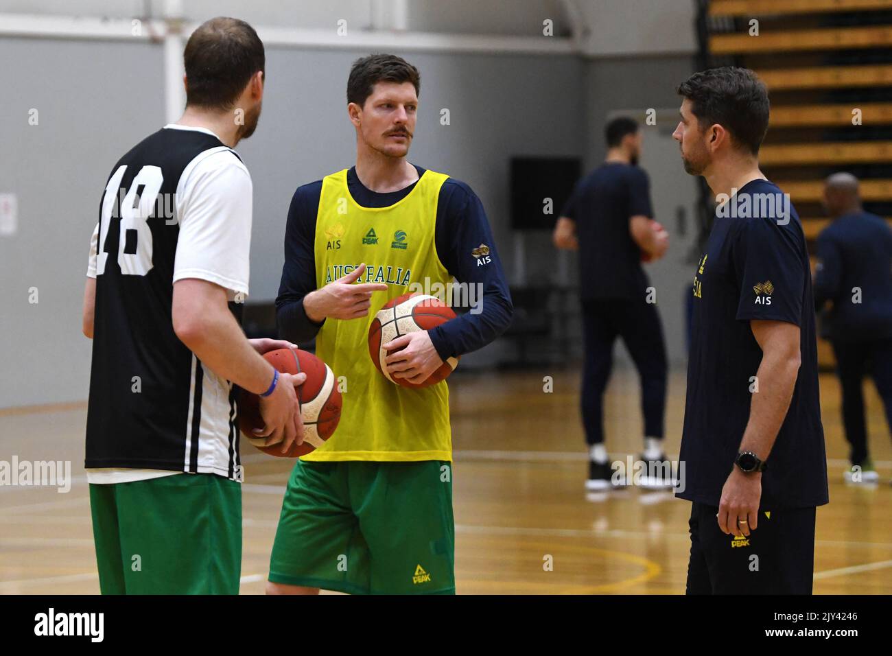 Cameron Gliddon (centre) of the Australian Boomers squad is seen in ...