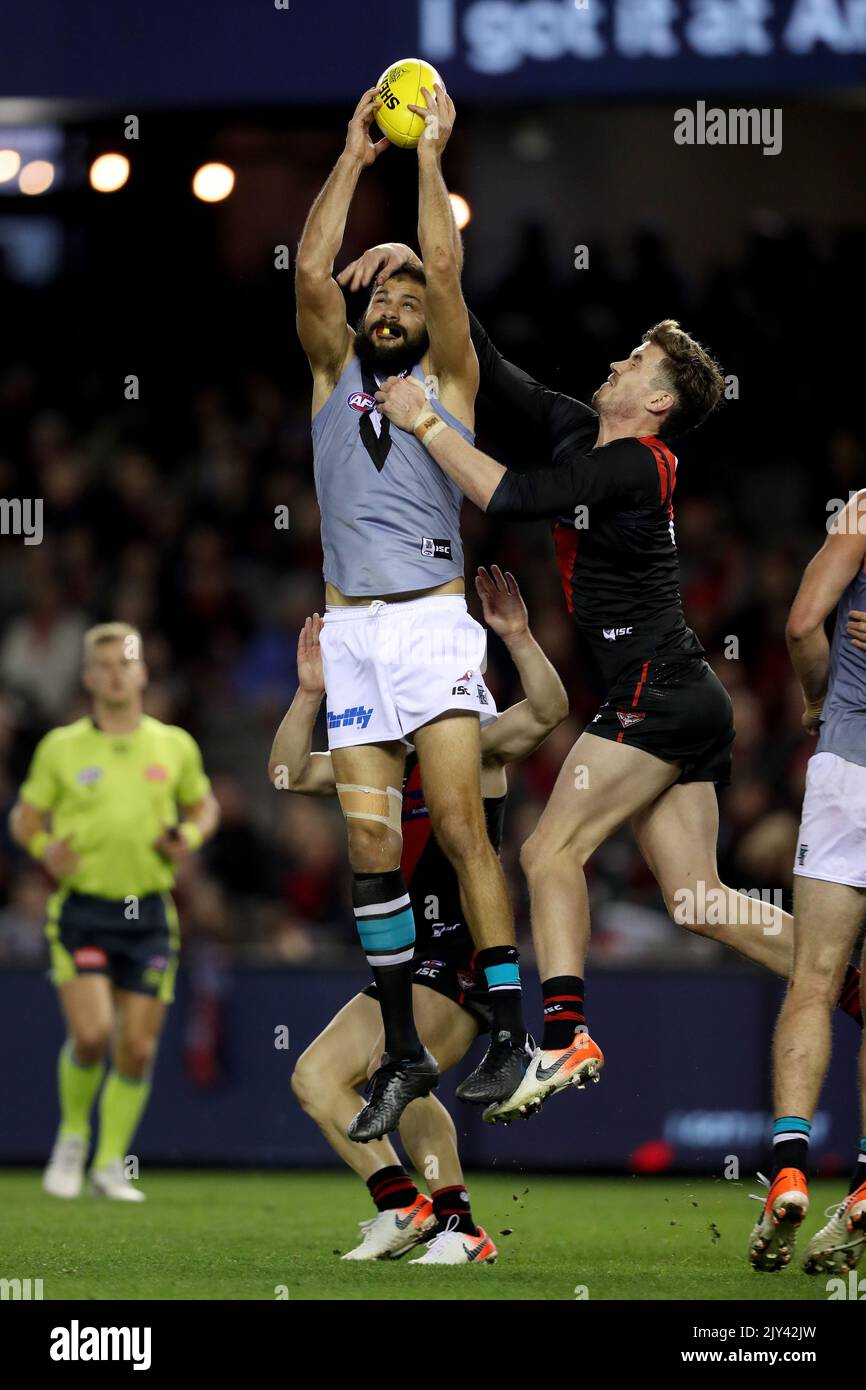 Paddy Ryder of the Power marks during the Round 20 AFL match between ...