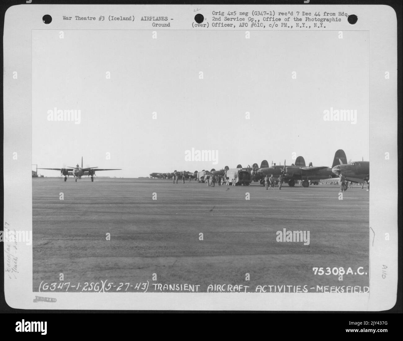 Douglas C-54 Of The 2Nd Service Group Parked Along The Airstrip At ...
