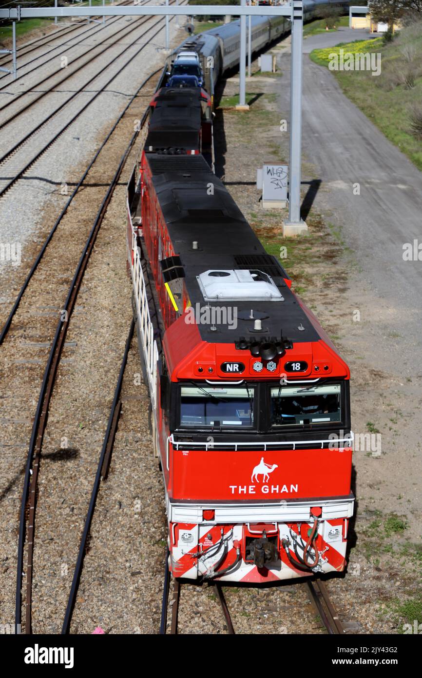 The Ghan is seen on the platform before leaving for Darwin in Adelaide ...