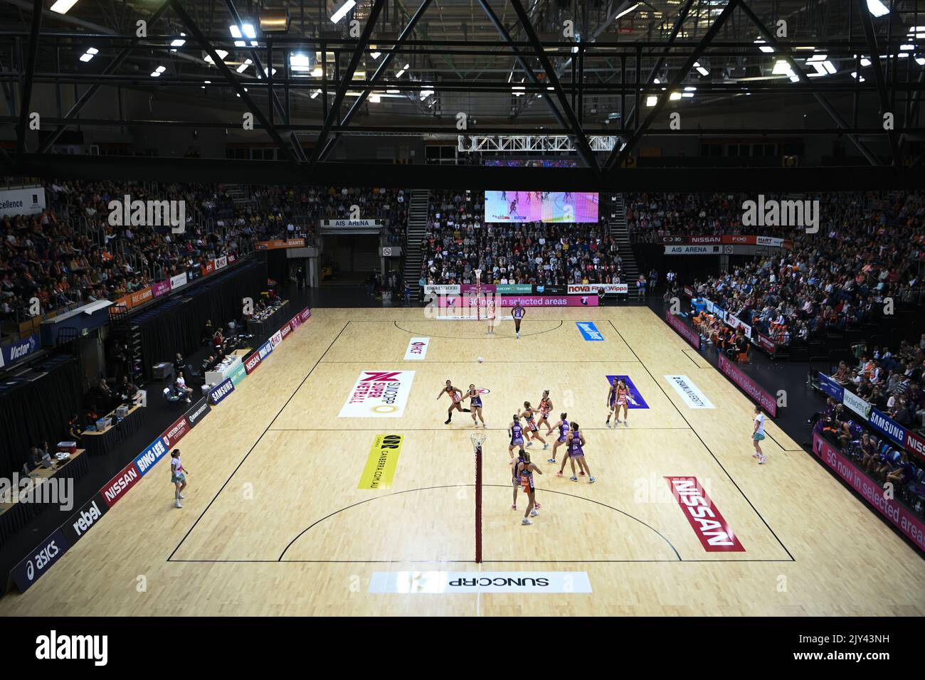 Overview of play during the Round 20 Super Netball match between the ...