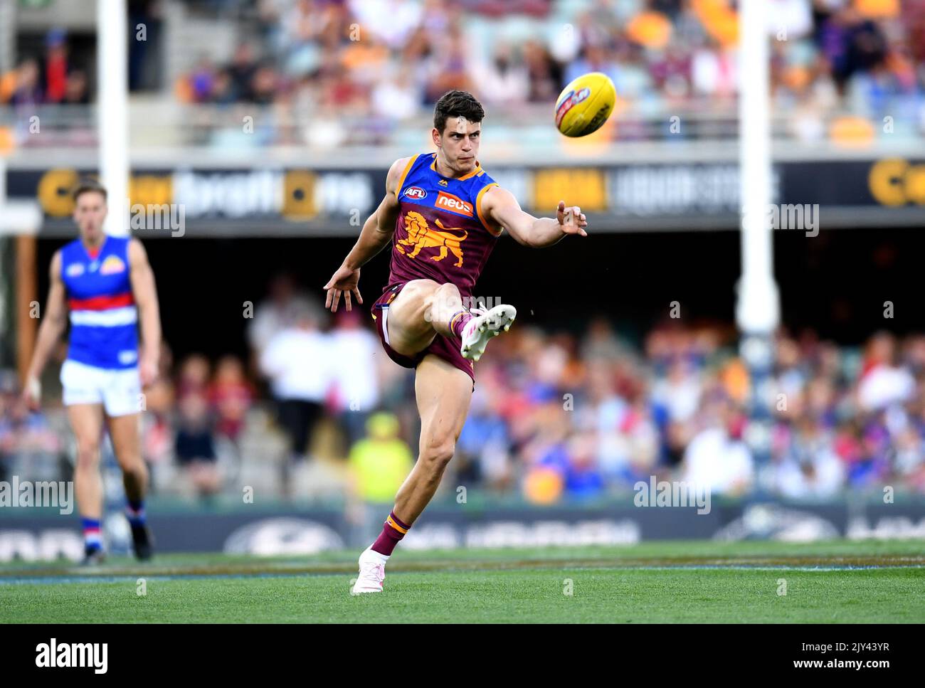 Jarred Berry of the Lions kicks during the Round 20 AFL match between ...