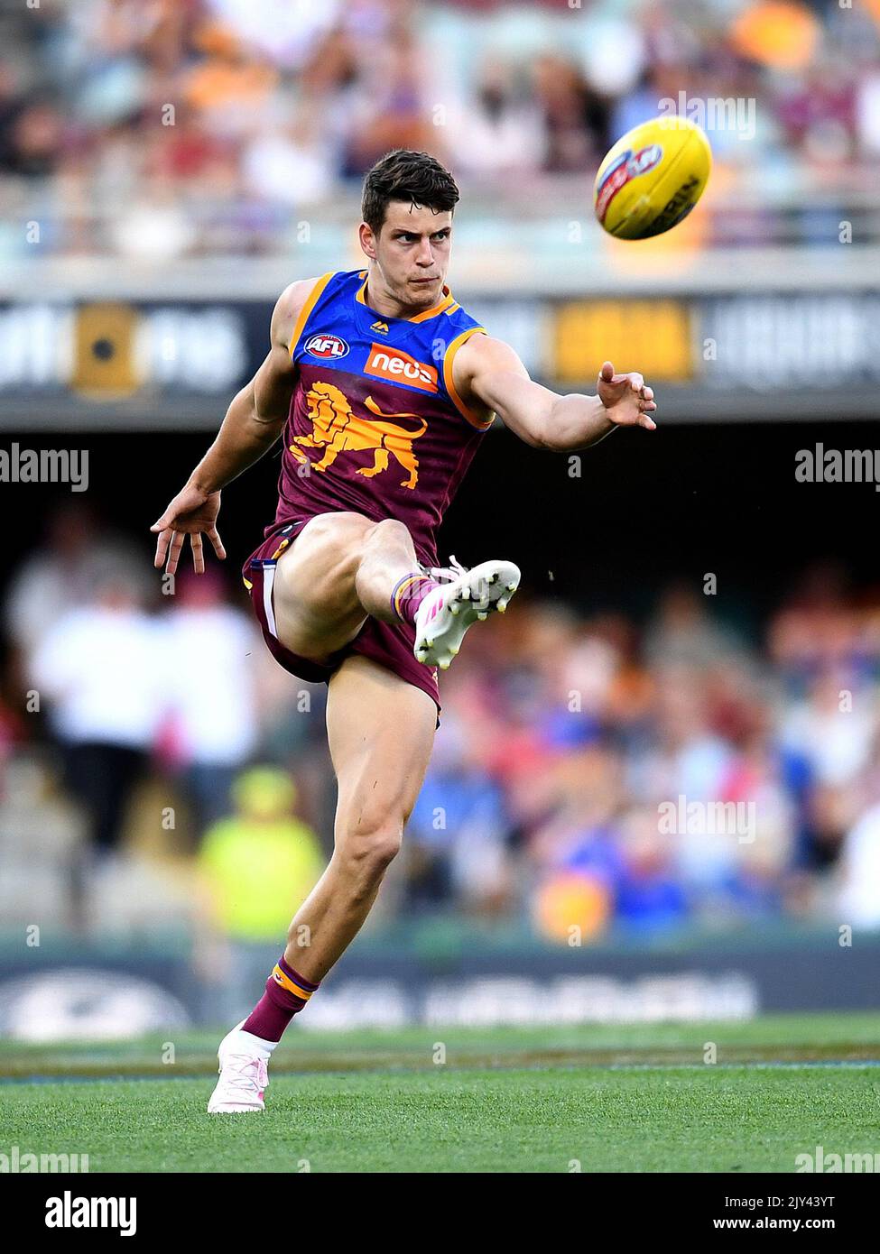 Jarred Berry of the Lions kicks during the Round 20 AFL match between ...