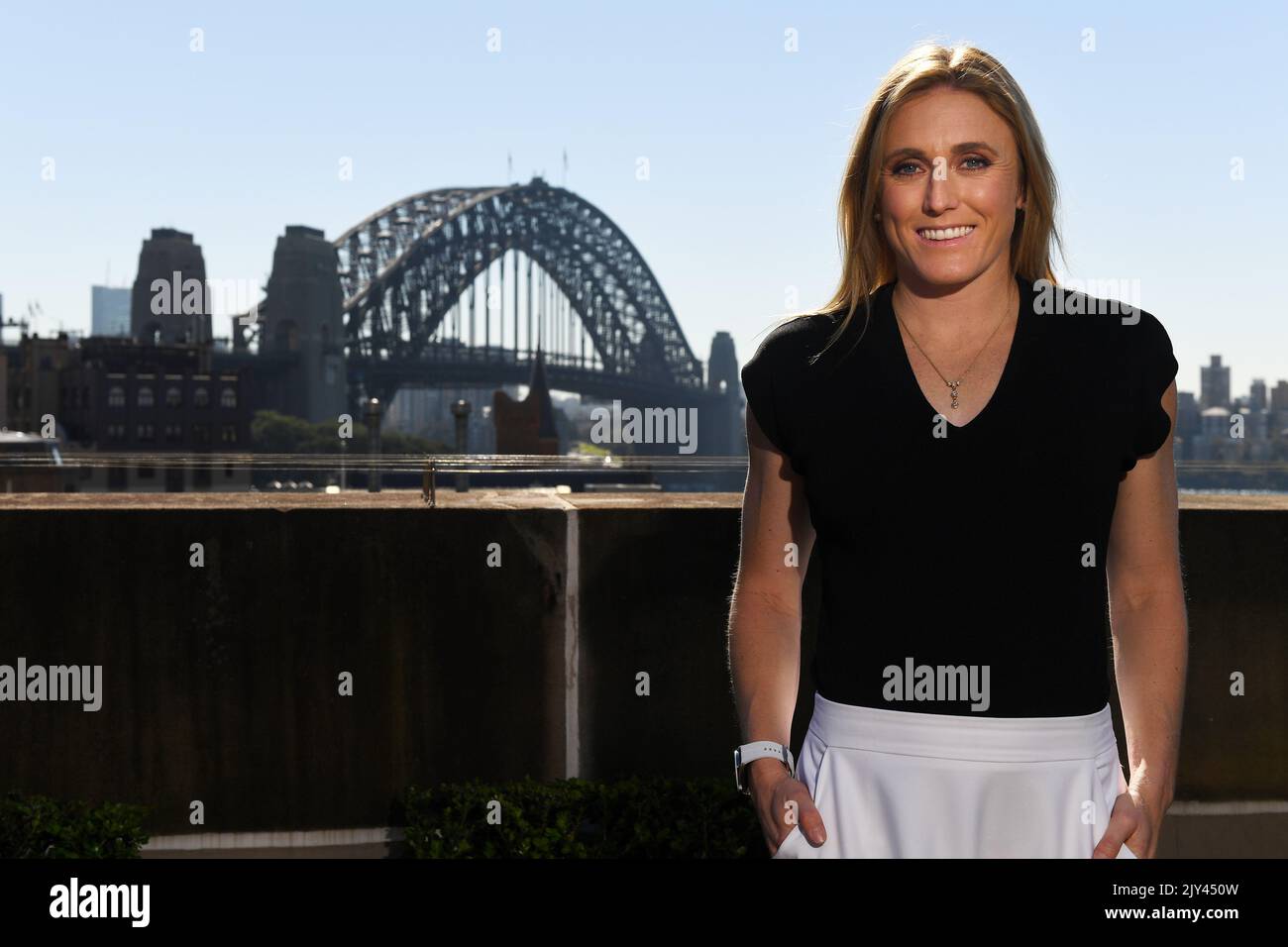 Australian Olympian Sally Pearson poses for a photograph after a press ...
