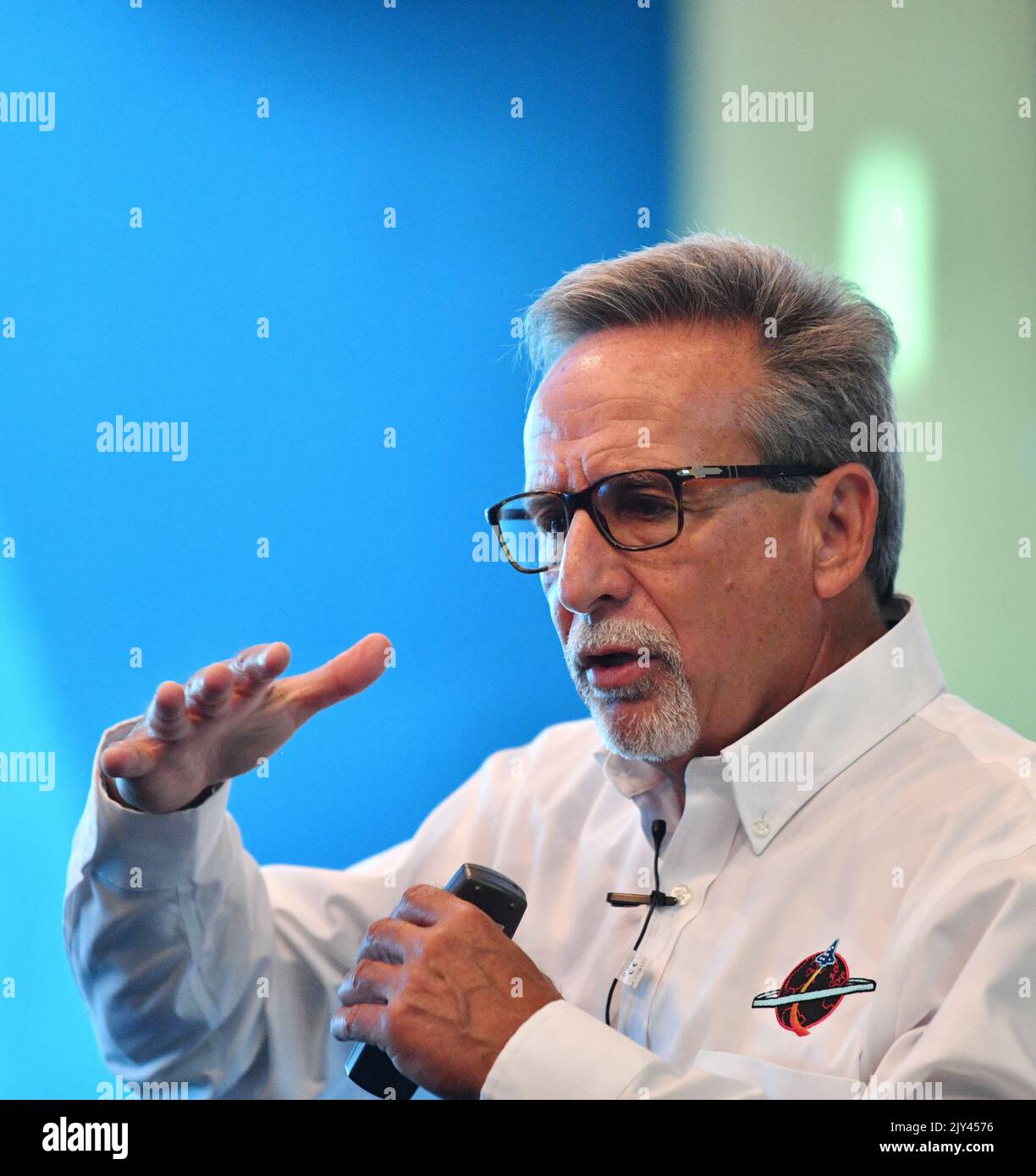 Dr Charles Camarda, a former NASA astronaut and engineer, speaks during ...