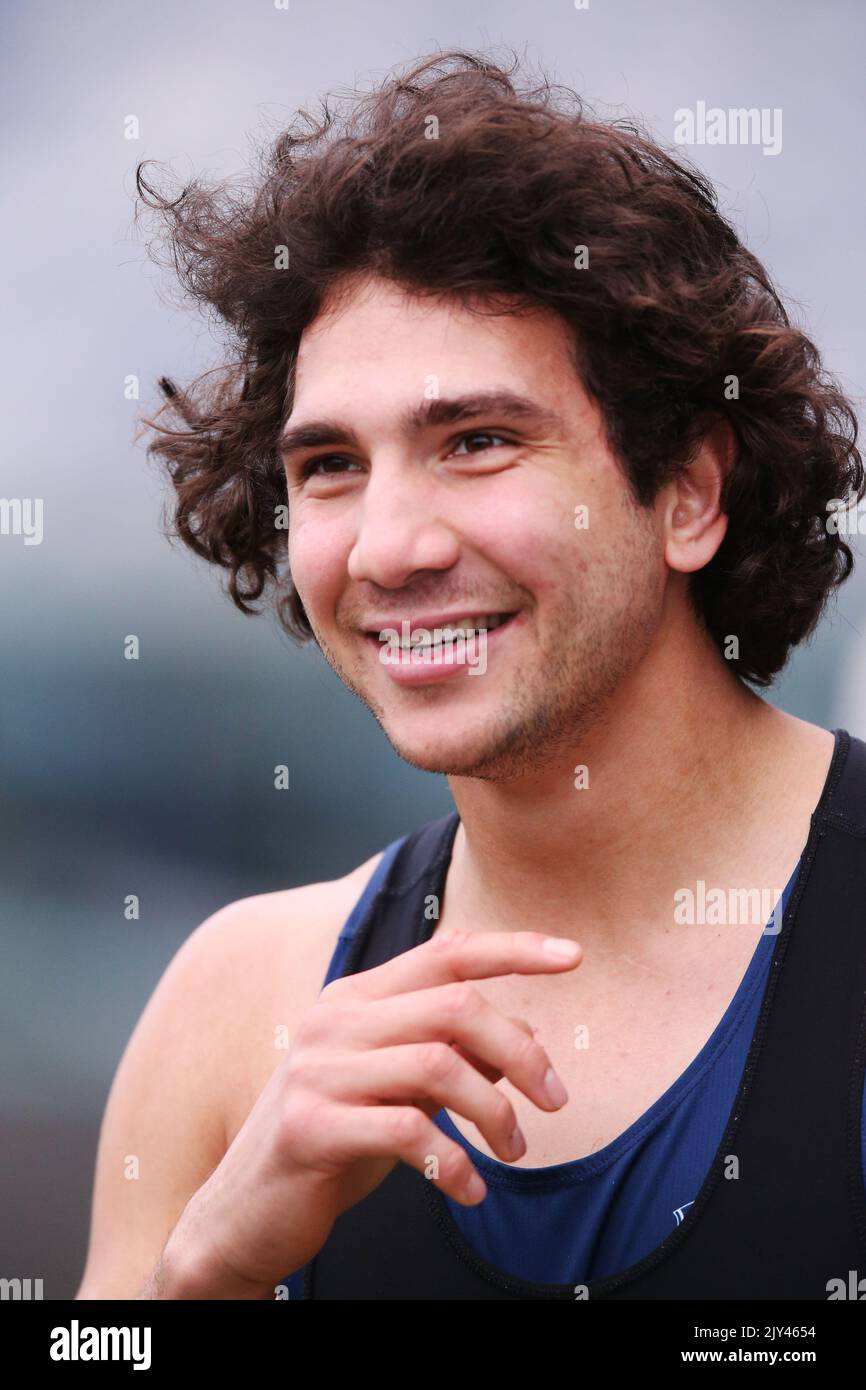 Nakia Cockatoo of the Cats looks upfield during a Geelong Cats training ...
