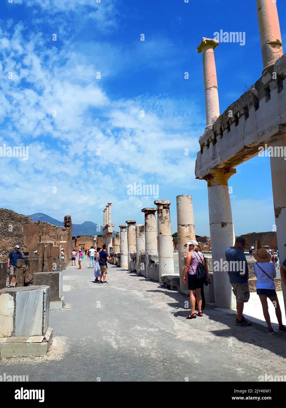 The once buried Roman city of Pompeii south of Naples under the shadow ...